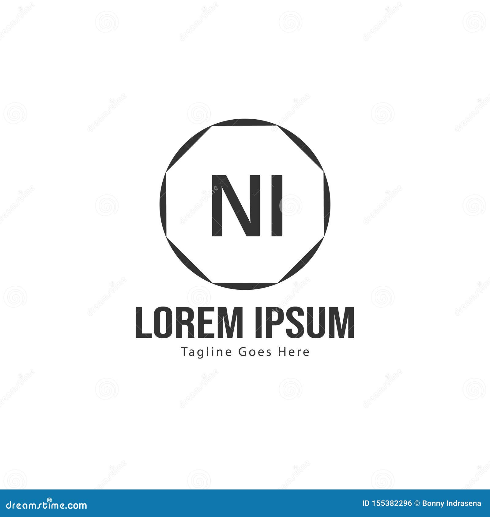 Initial NI Logo Template with Modern Frame. Minimalist NI Letter Logo ...