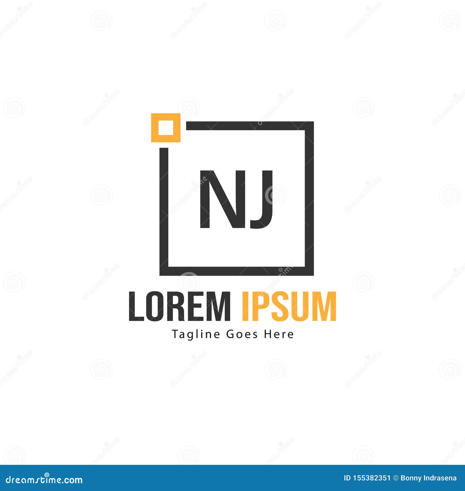 Initial NJ Logo Template with Modern Frame. Minimalist NJ Letter Logo ...