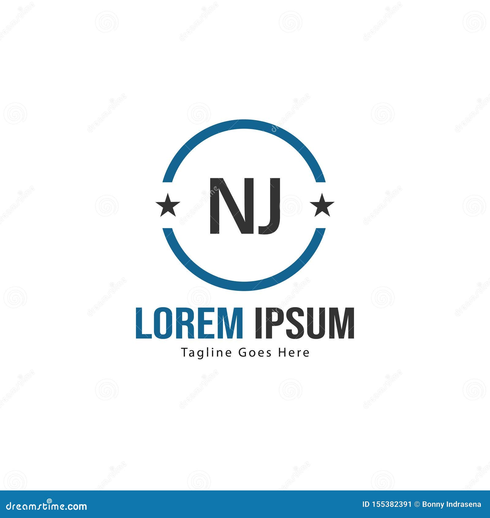 Initial NJ Logo Template with Modern Frame. Minimalist NJ Letter Logo ...