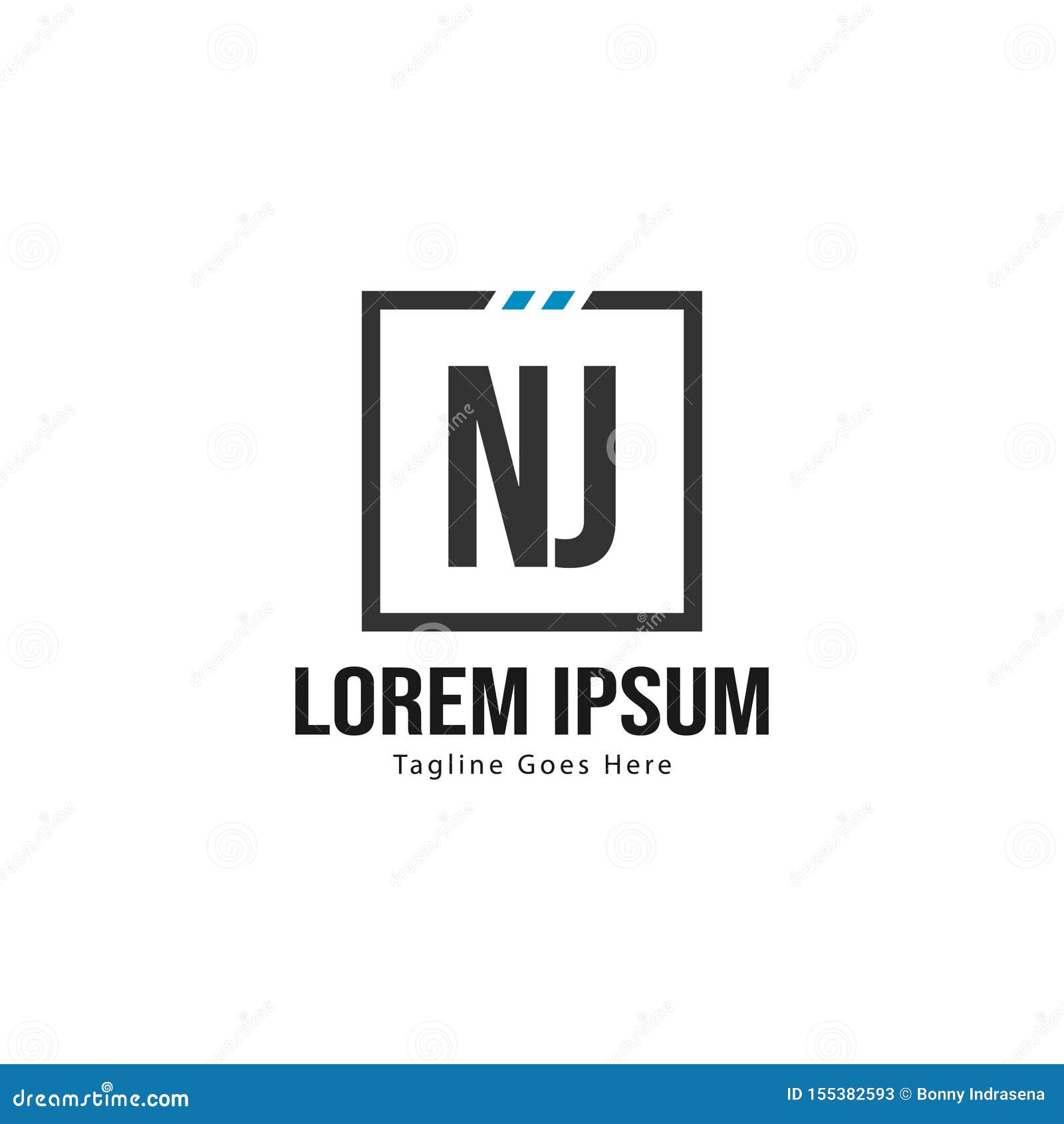 Initial NJ Logo Template with Modern Frame. Minimalist NJ Letter Logo ...