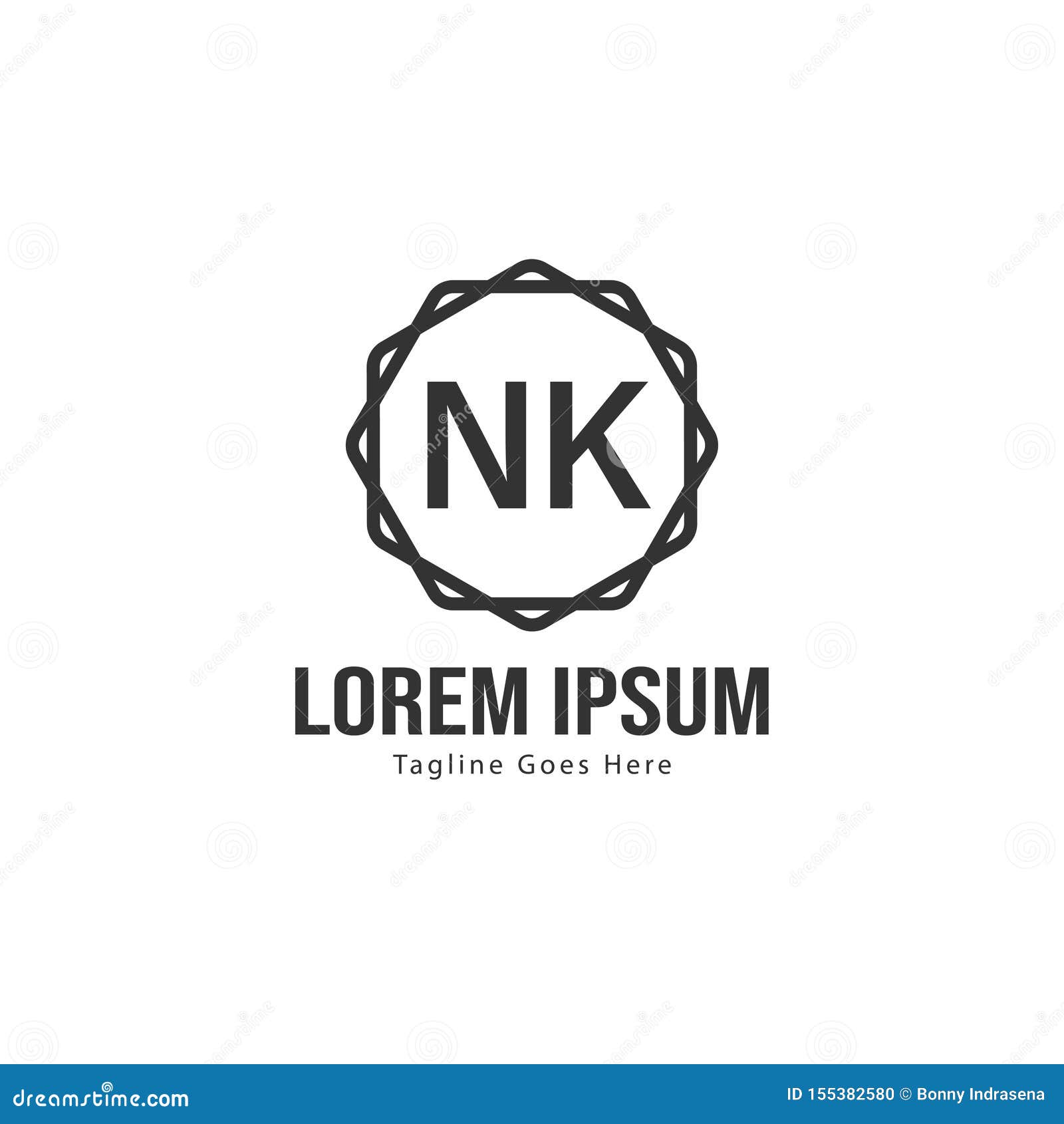 Initial NK Logo Template with Modern Frame. Minimalist NK Letter Logo ...