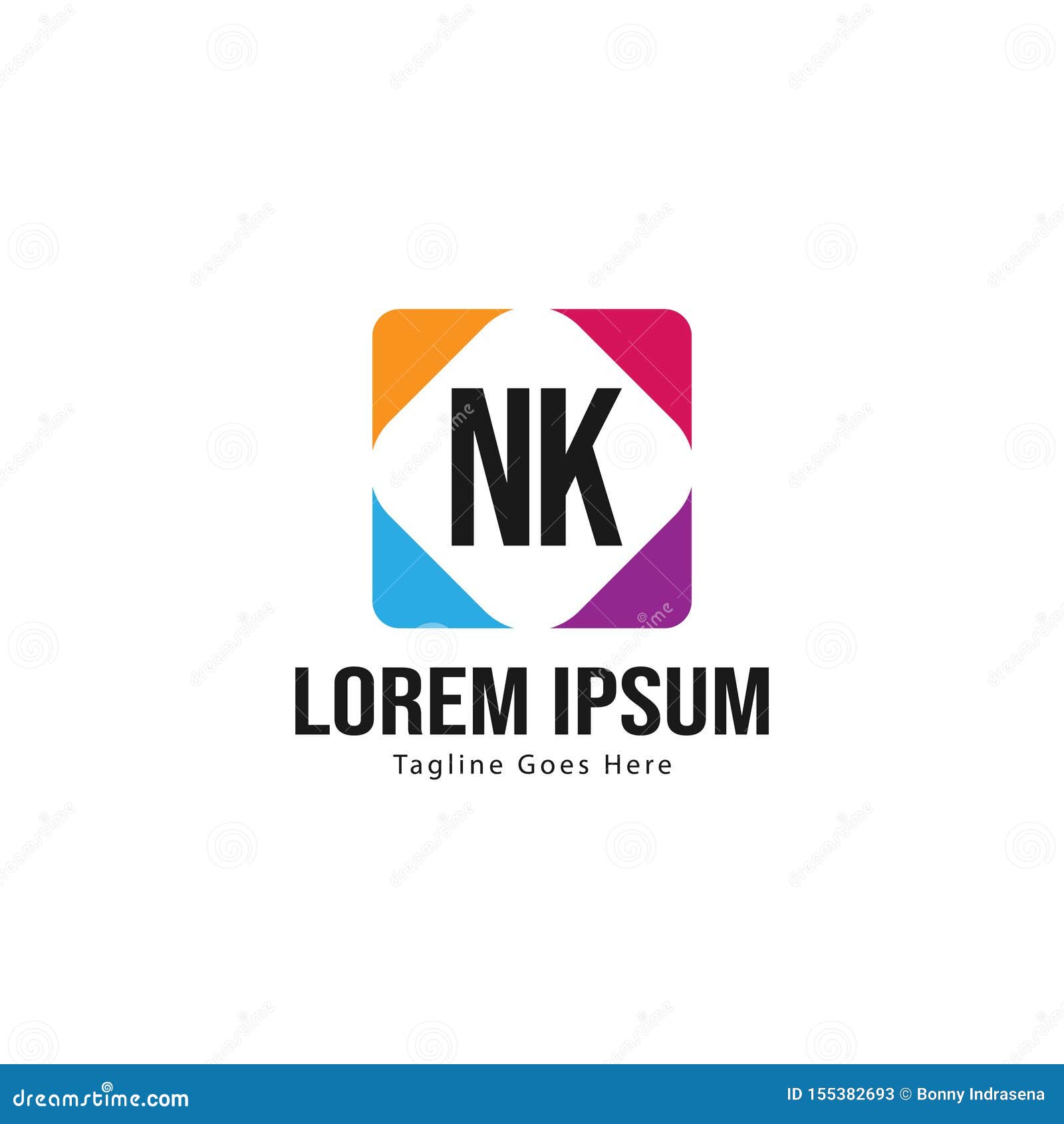 Initial NK Logo Template with Modern Frame. Minimalist NK Letter Logo ...