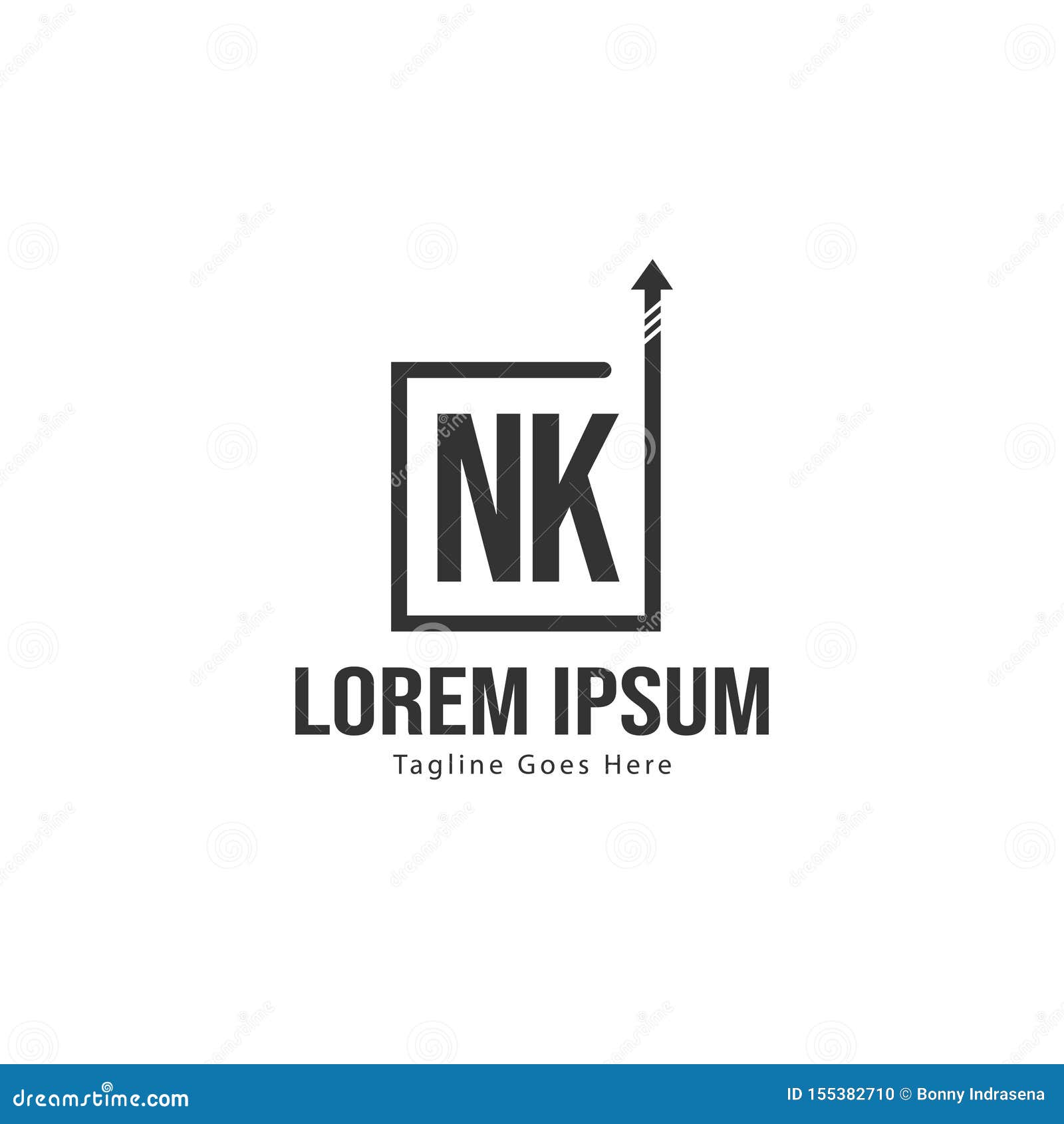 Initial NK Logo Template with Modern Frame. Minimalist NK Letter Logo ...