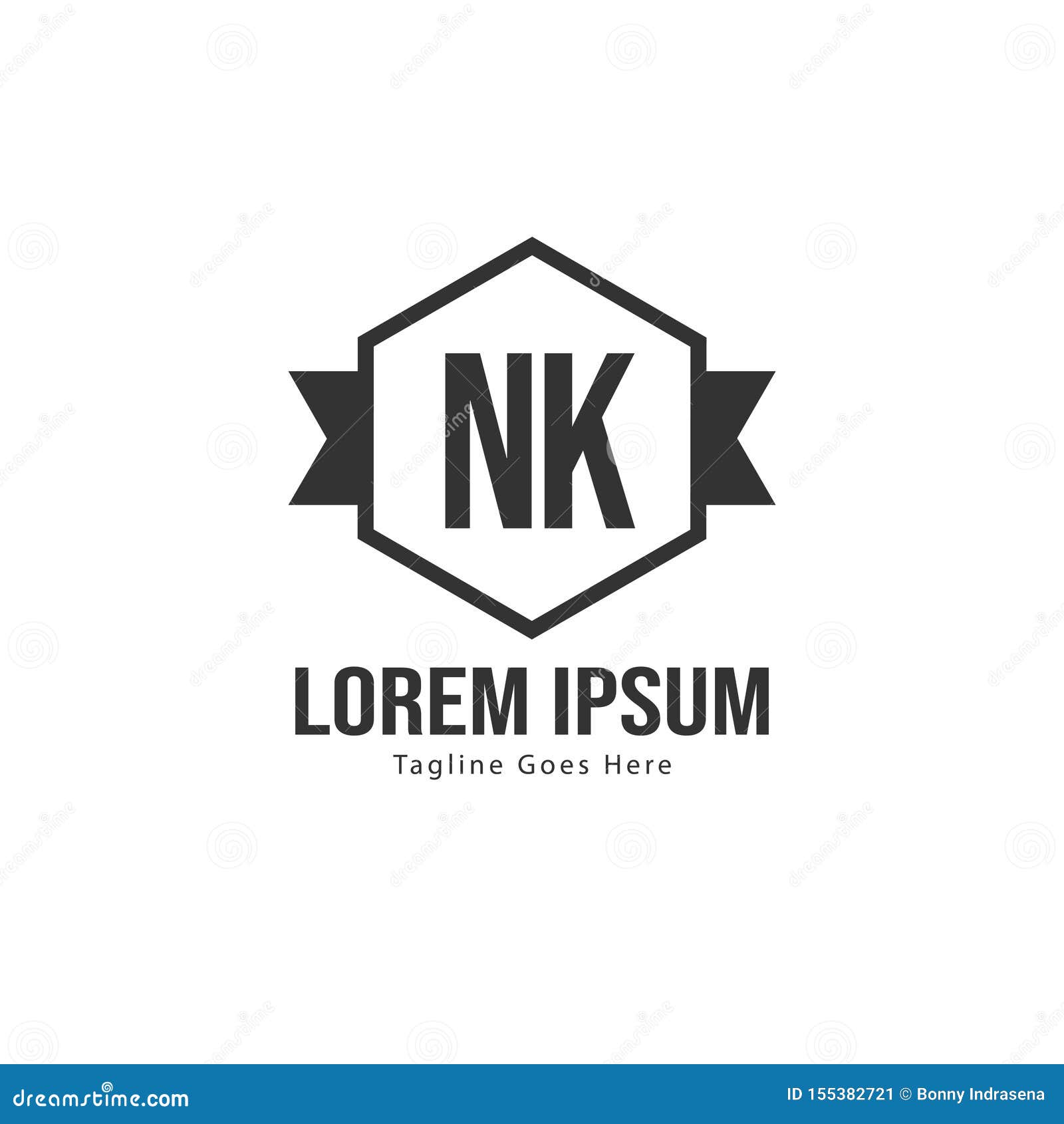 Initial NK Logo Template with Modern Frame. Minimalist NK Letter Logo ...