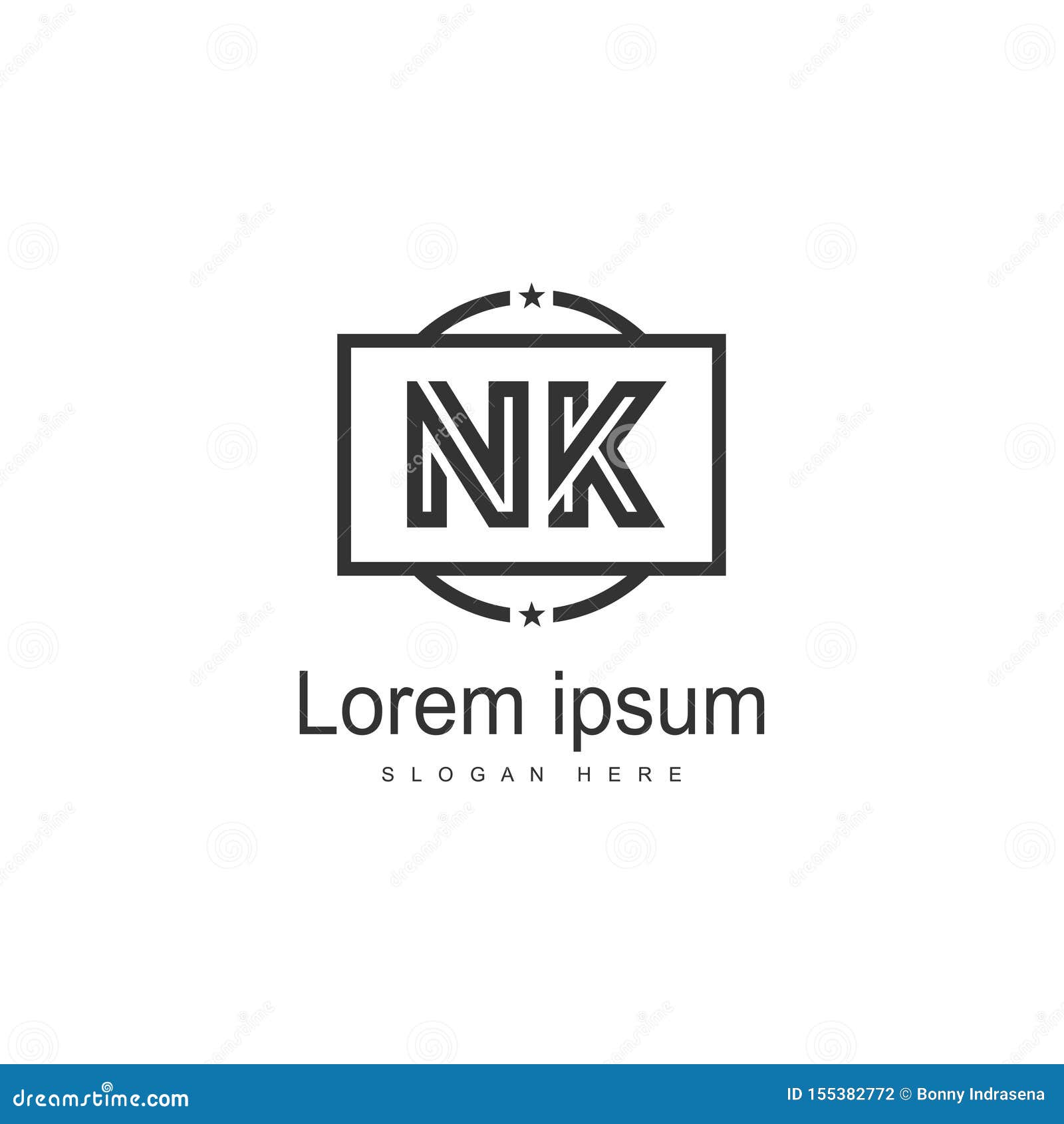 Initial NK Logo Template with Modern Frame. Minimalist NK Letter Logo ...