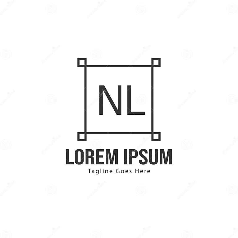 Initial NL Logo Template with Modern Frame. Minimalist NL Letter Logo ...