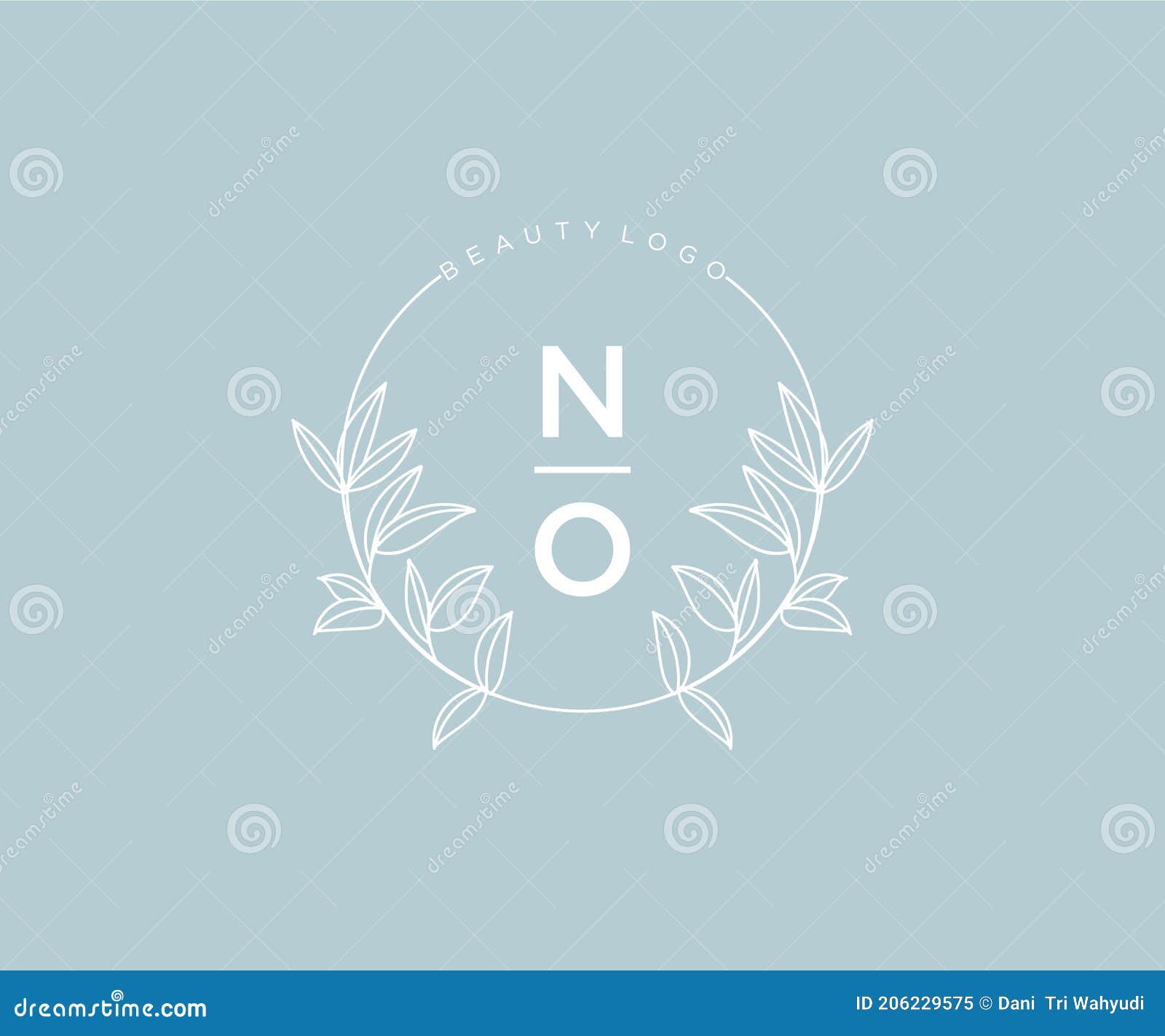 Initial NO Letters Beautiful Floral Feminine Editable Premade Monoline ...