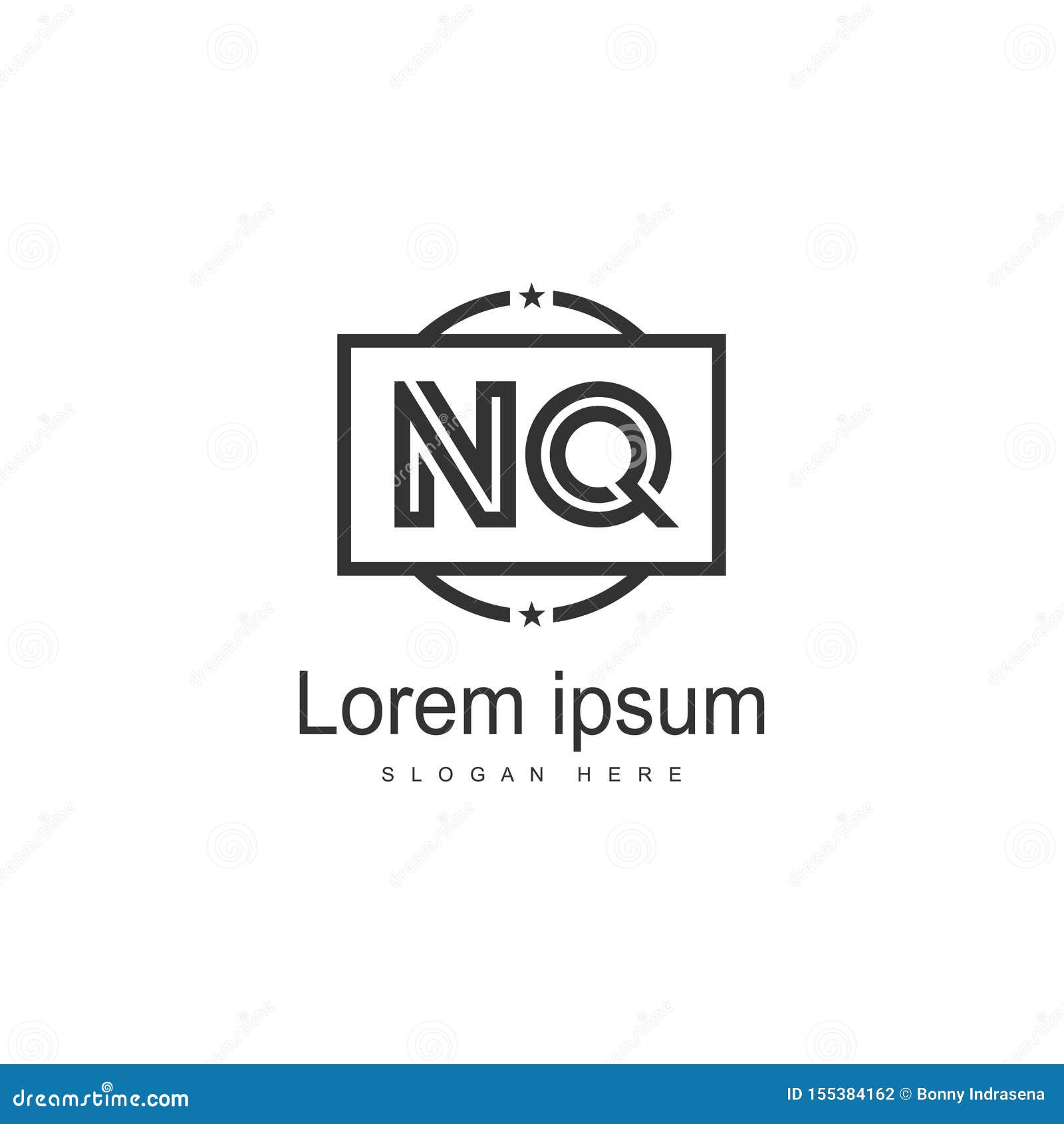 Initial NQ Logo Template with Modern Frame. Minimalist NQ Letter Logo ...