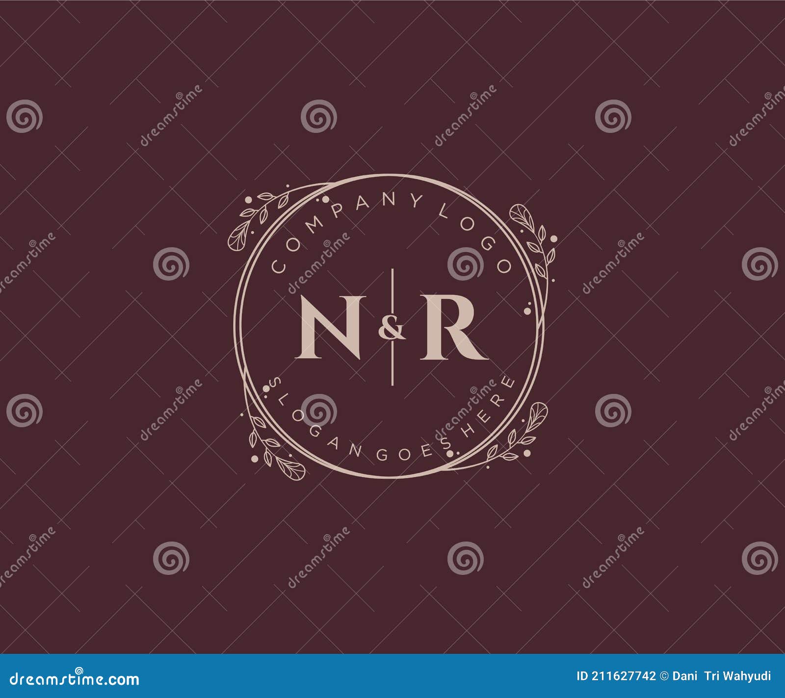 Initial NR Letters Decorative Luxury Wedding Logo Stock Vector ...