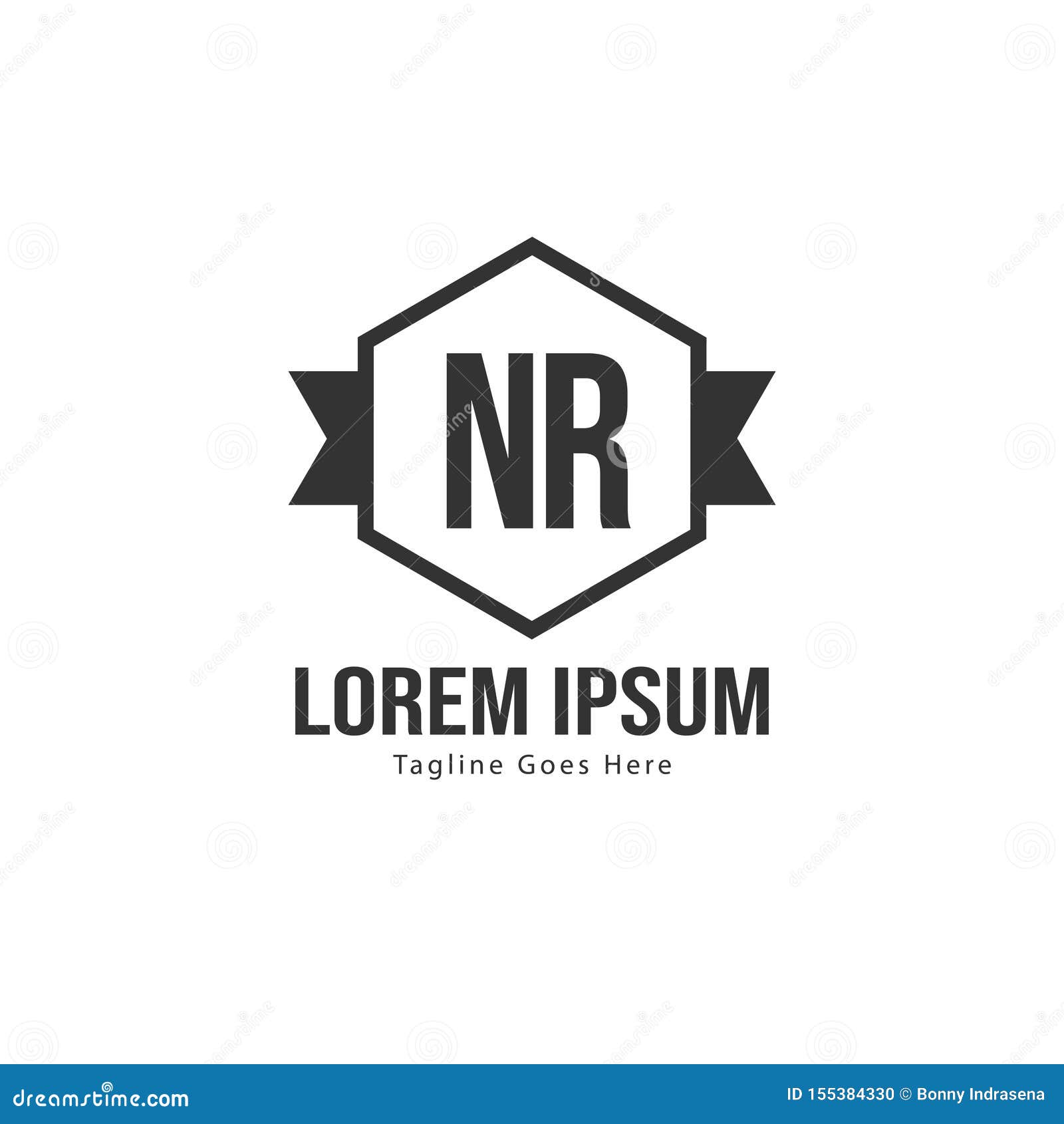Initial NR Logo Template with Modern Frame. Minimalist NR Letter Logo ...