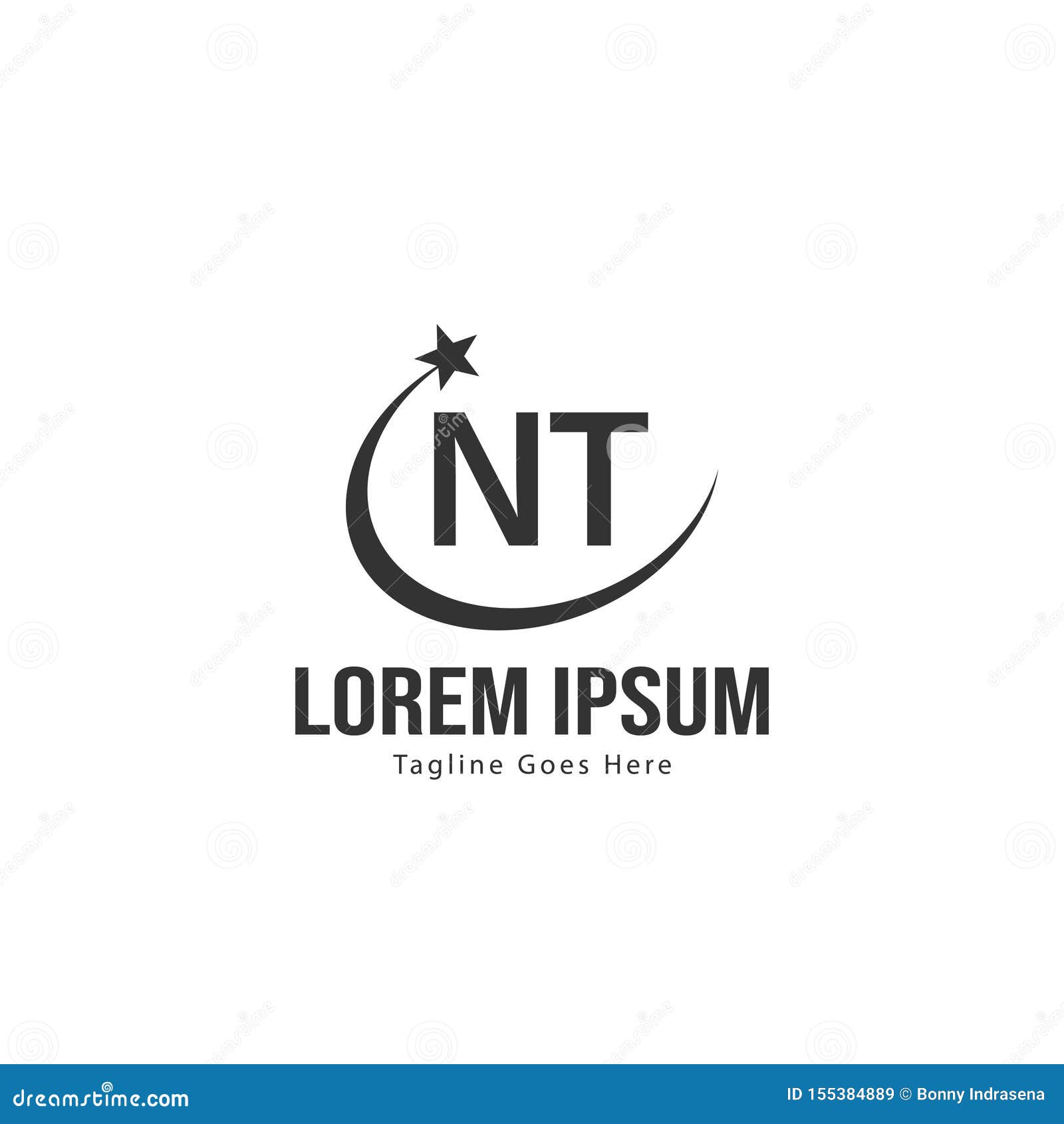Initial NT Logo Template with Modern Frame. Minimalist NT Letter Logo ...