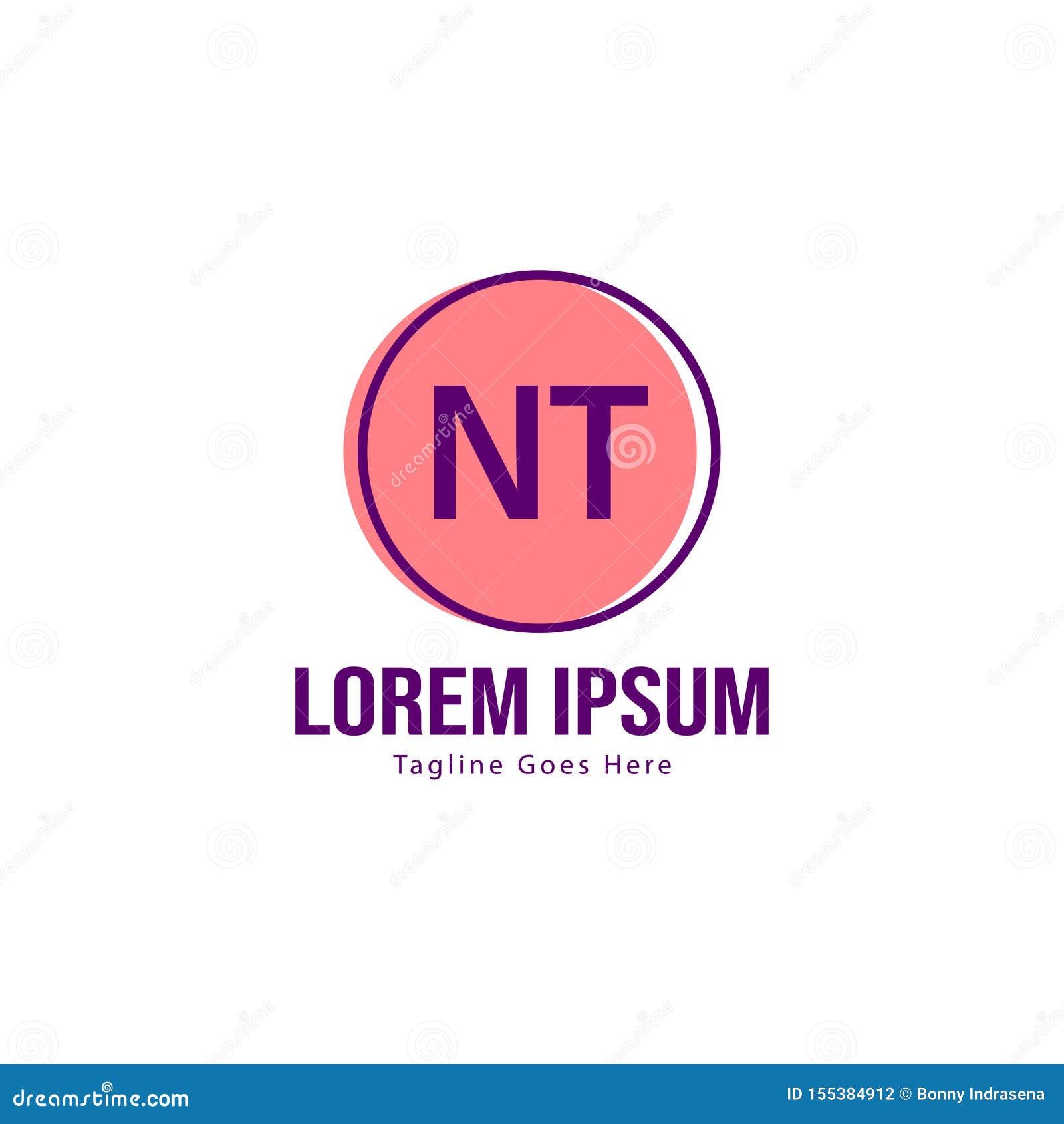 Initial NT Logo Template with Modern Frame. Minimalist NT Letter Logo ...