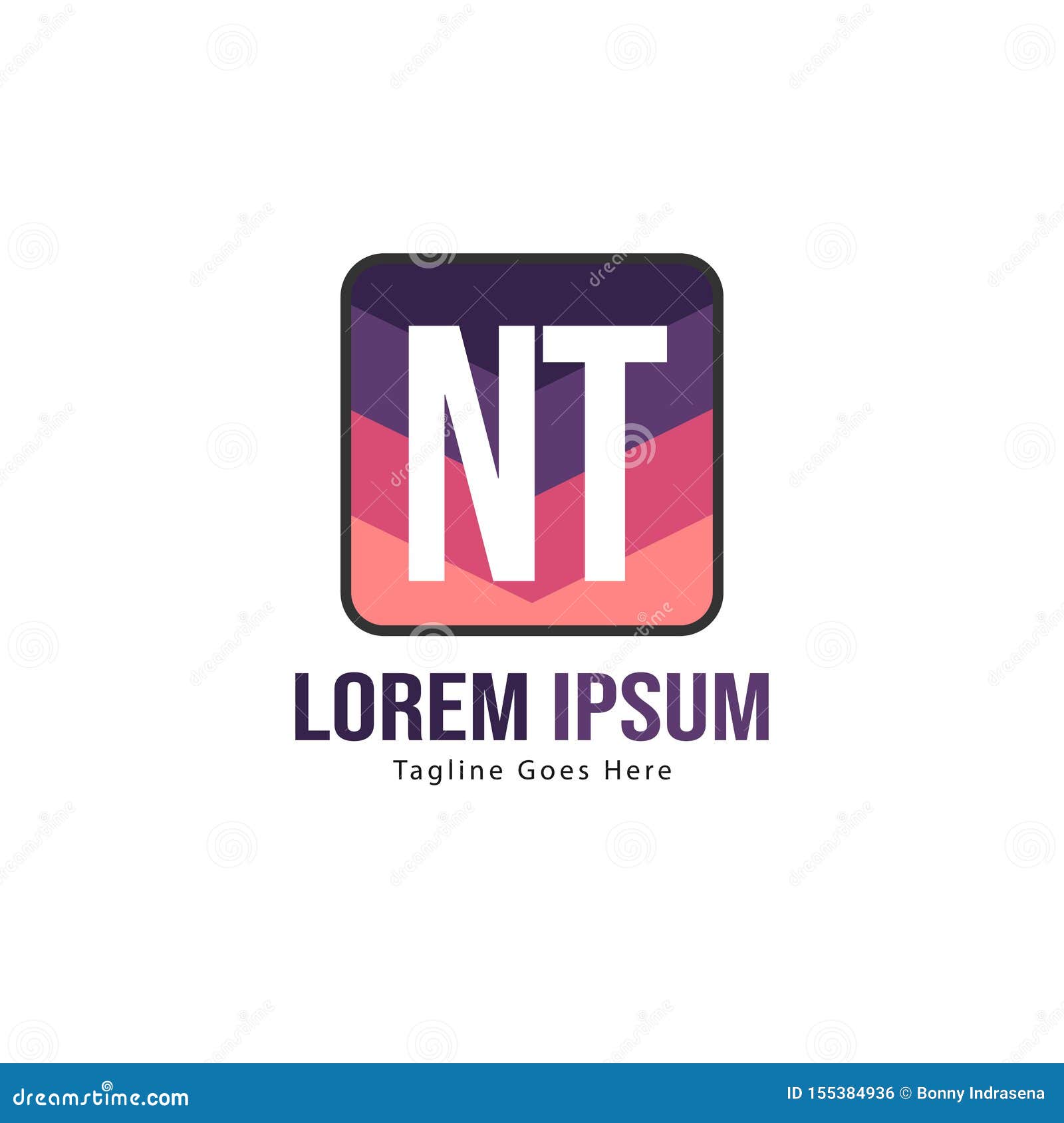 Initial NT Logo Template with Modern Frame. Minimalist NT Letter Logo ...