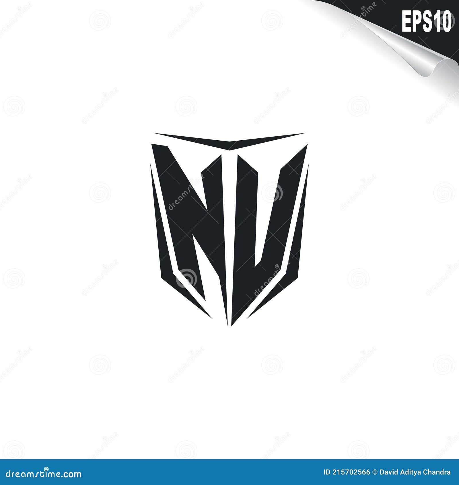 Initial NU Logo Design with Shield Style, Logo Business Branding Stock ...