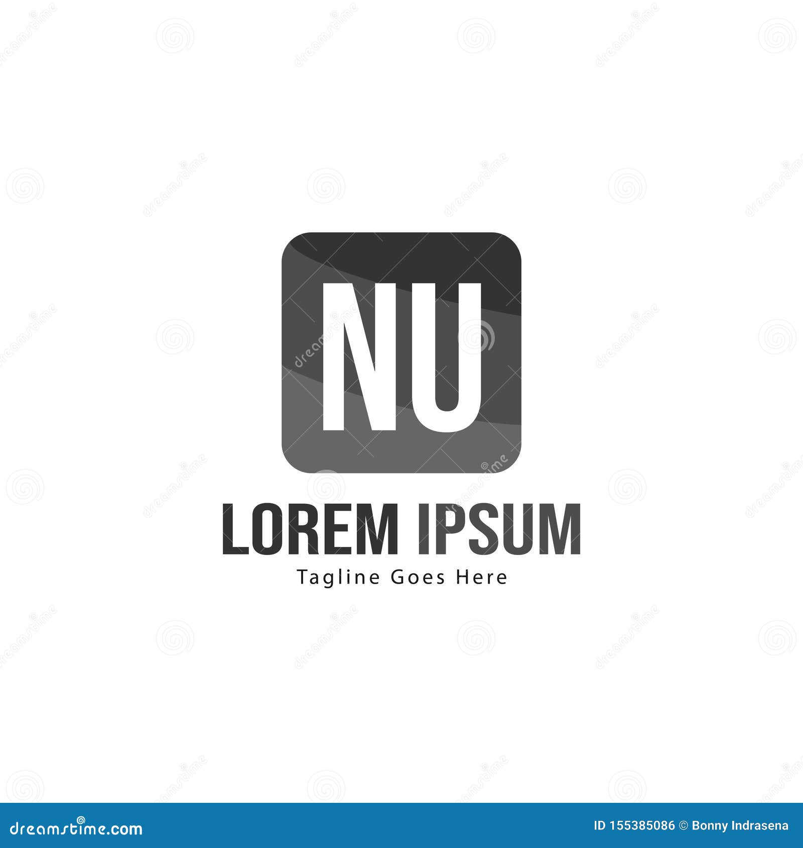 Initial NU Logo Template with Modern Frame. Minimalist NU Letter Logo ...