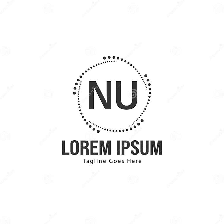Initial NU Logo Template with Modern Frame. Minimalist NU Letter Logo ...