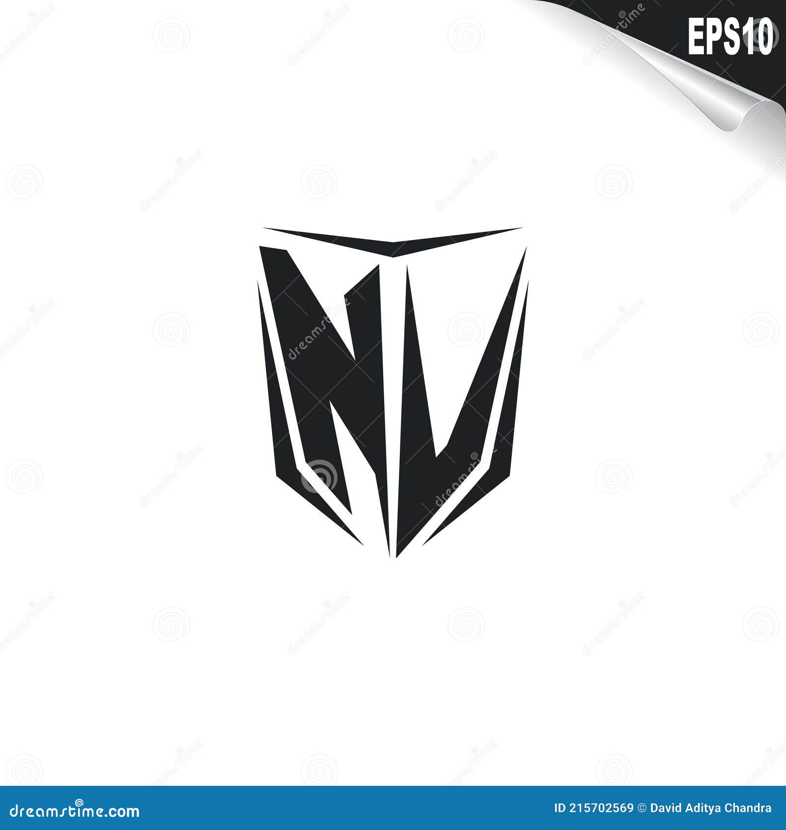 Initial NV Logo Design with Shield Style, Logo Business Branding Stock ...