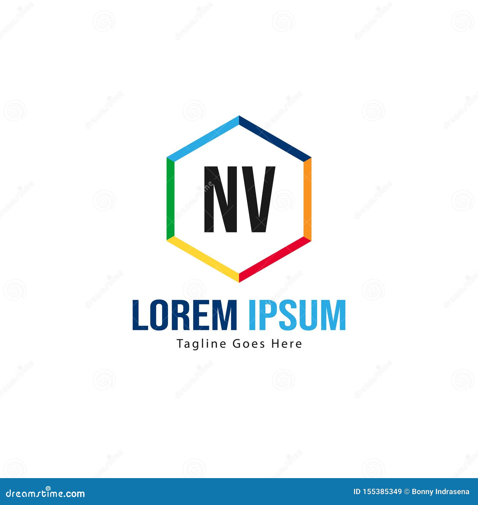 Initial NV Logo Template with Modern Frame. Minimalist NV Letter Logo ...