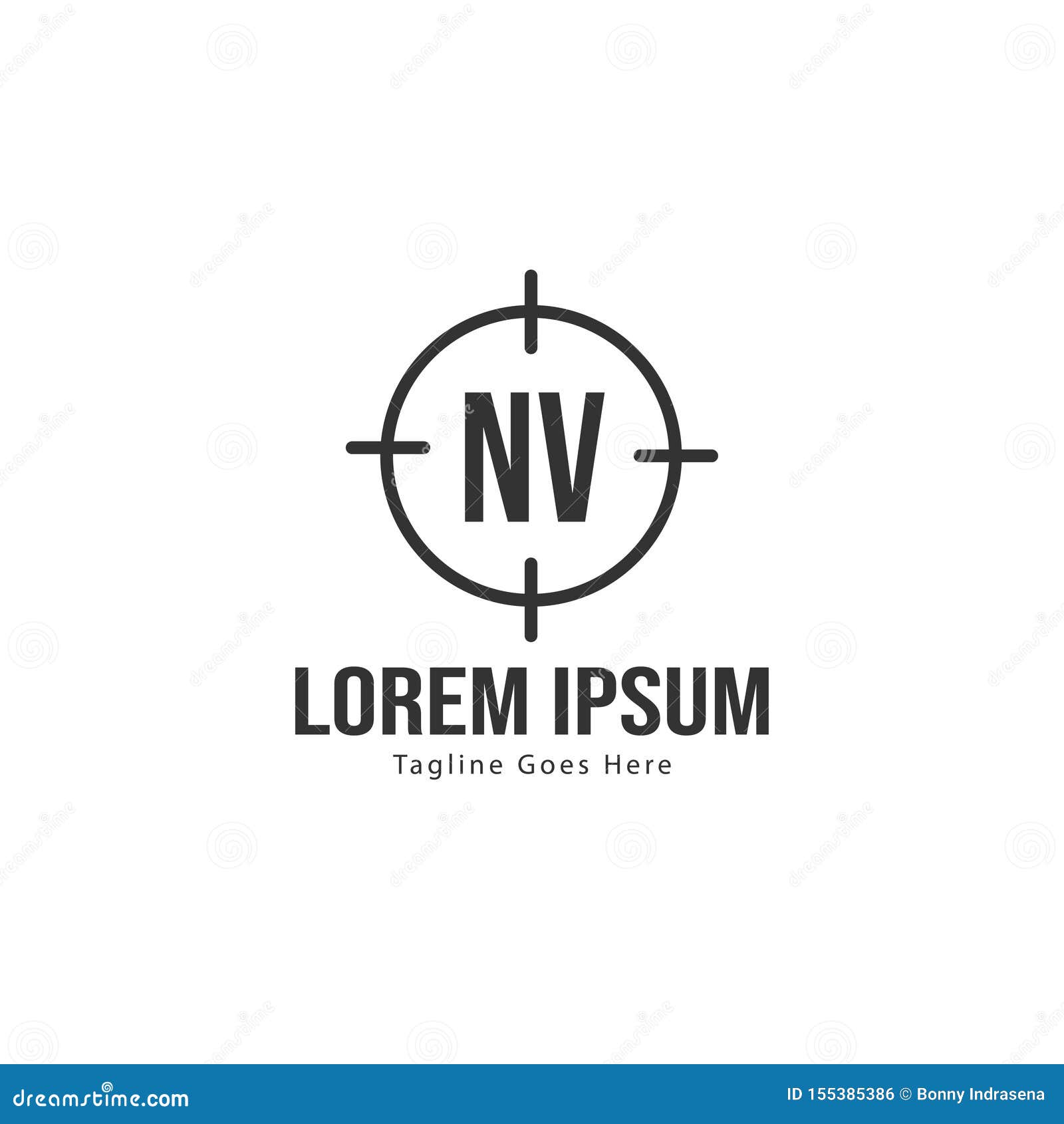 Initial NV Logo Template with Modern Frame. Minimalist NV Letter Logo ...