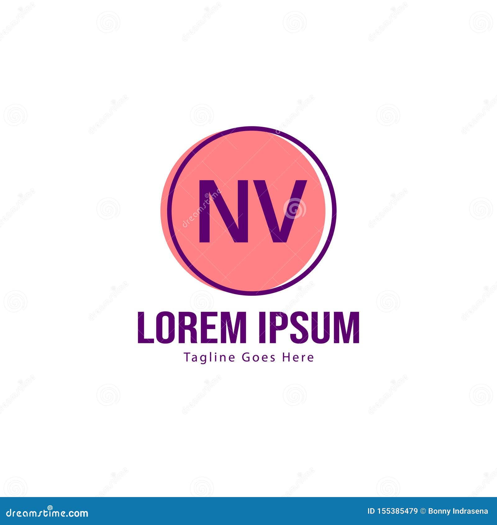 Initial NV Logo Template with Modern Frame. Minimalist NV Letter Logo ...