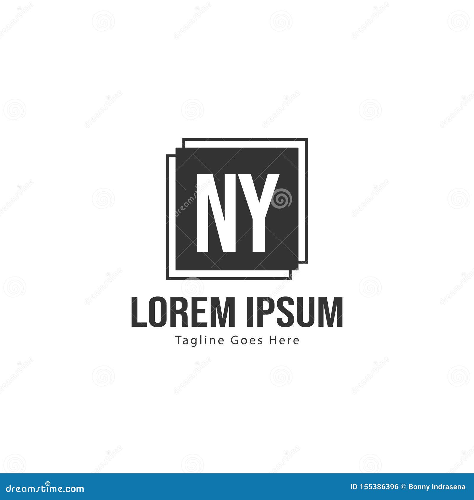 Initial NY Logo Template with Modern Frame. Minimalist NY Letter Logo ...
