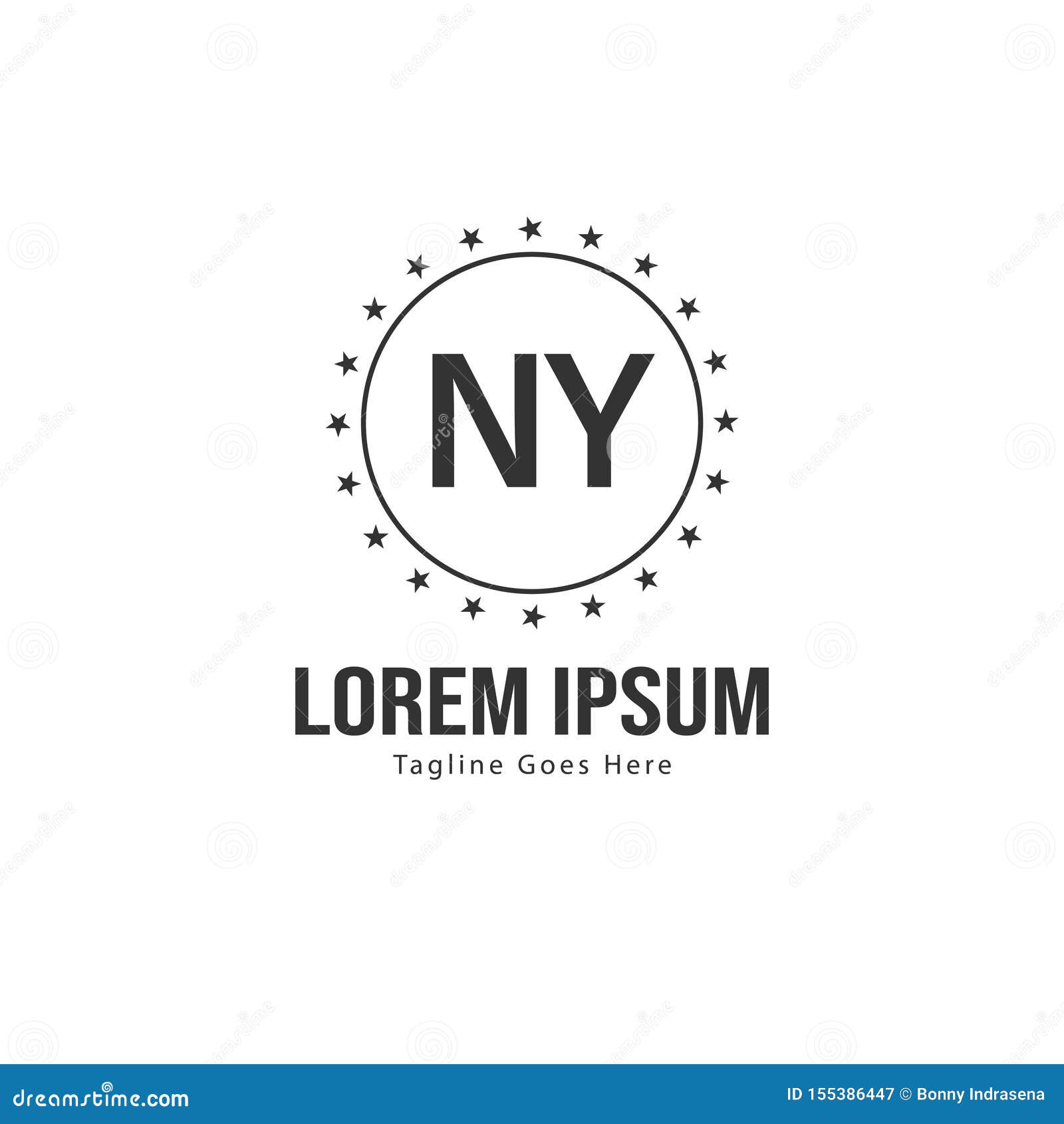 Initial NY Logo Template with Modern Frame. Minimalist NY Letter Logo ...