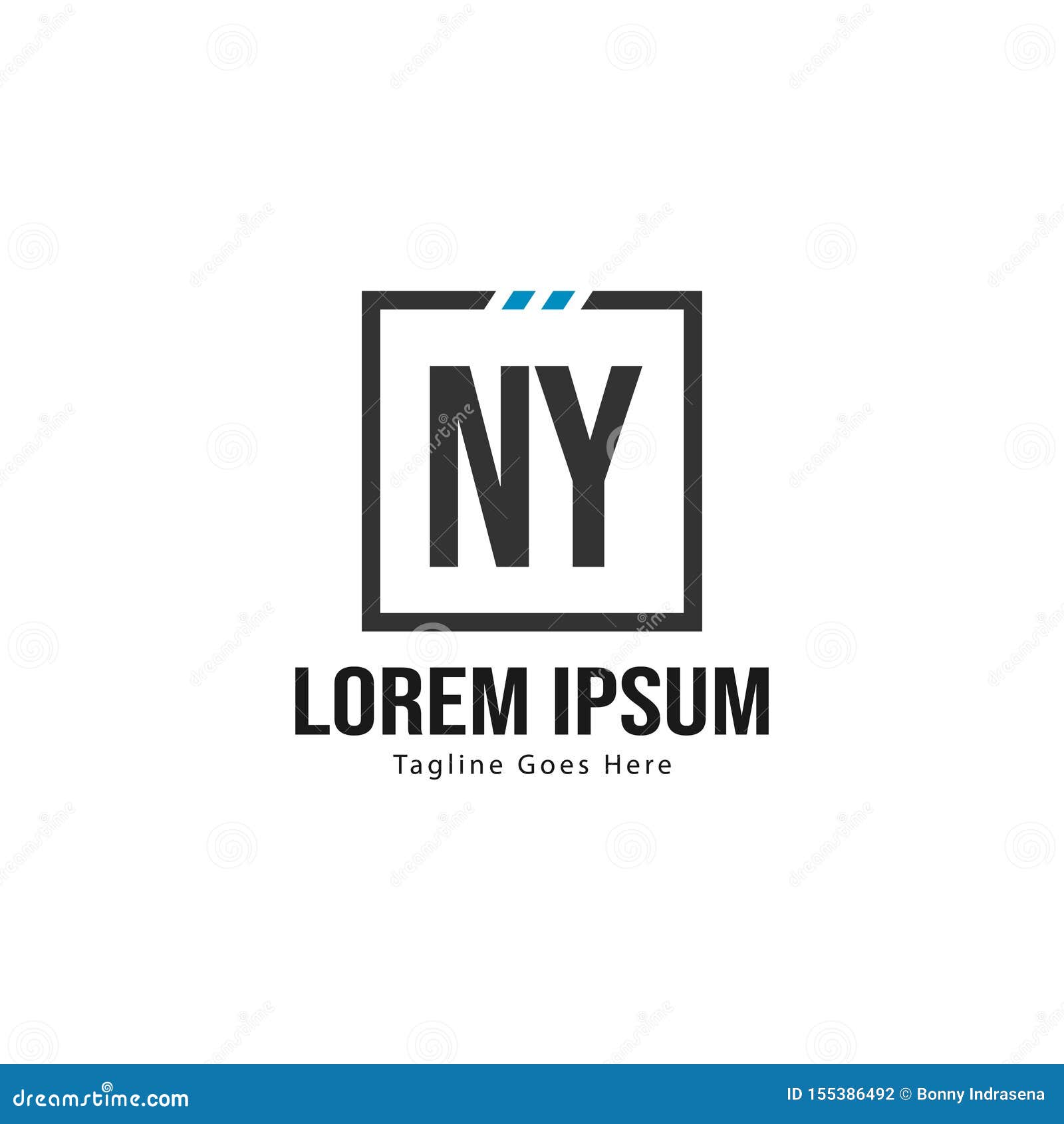 Initial NY Logo Template with Modern Frame. Minimalist NY Letter Logo ...
