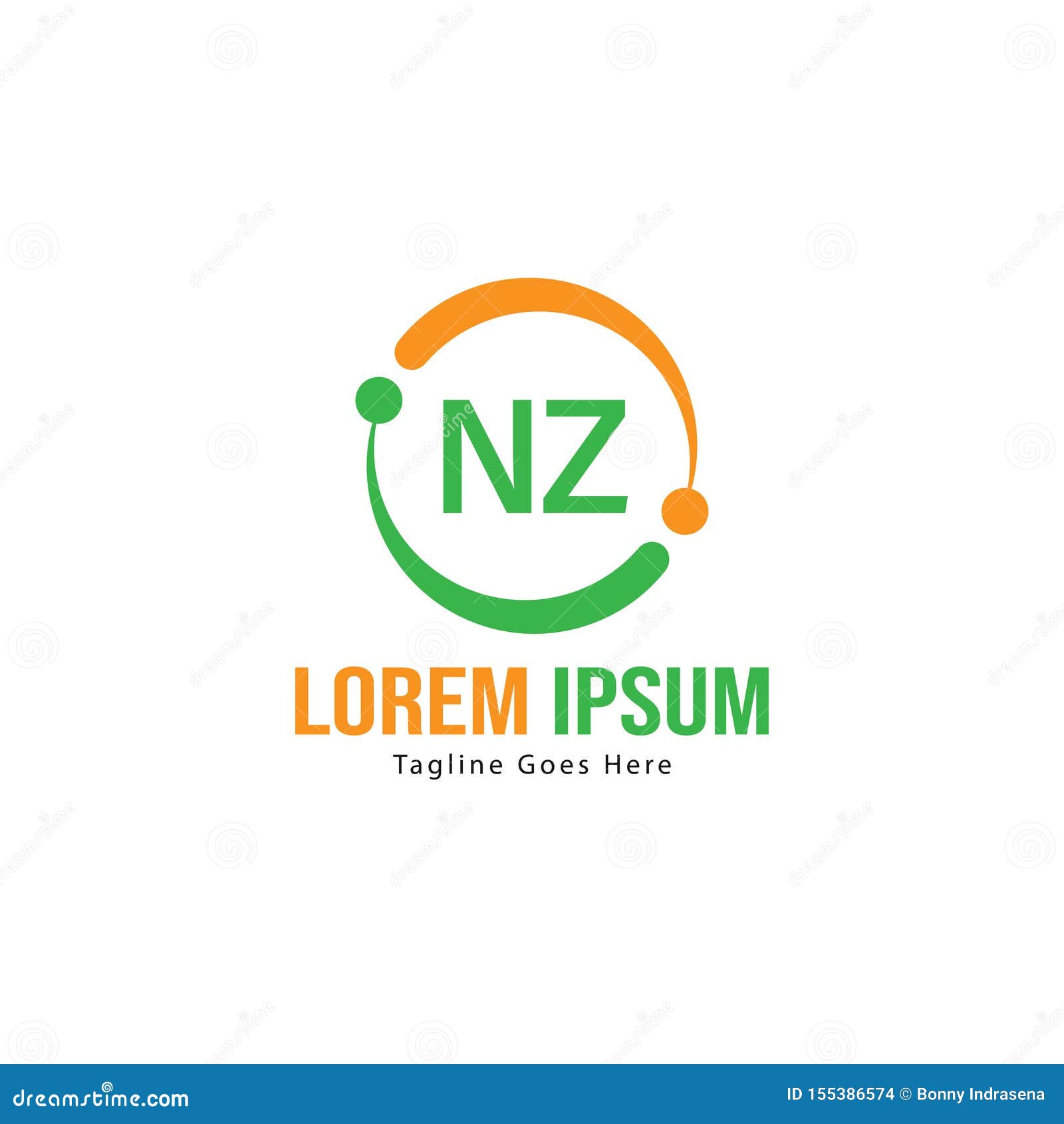 Initial NZ Logo Template with Modern Frame. Minimalist NZ Letter Logo ...