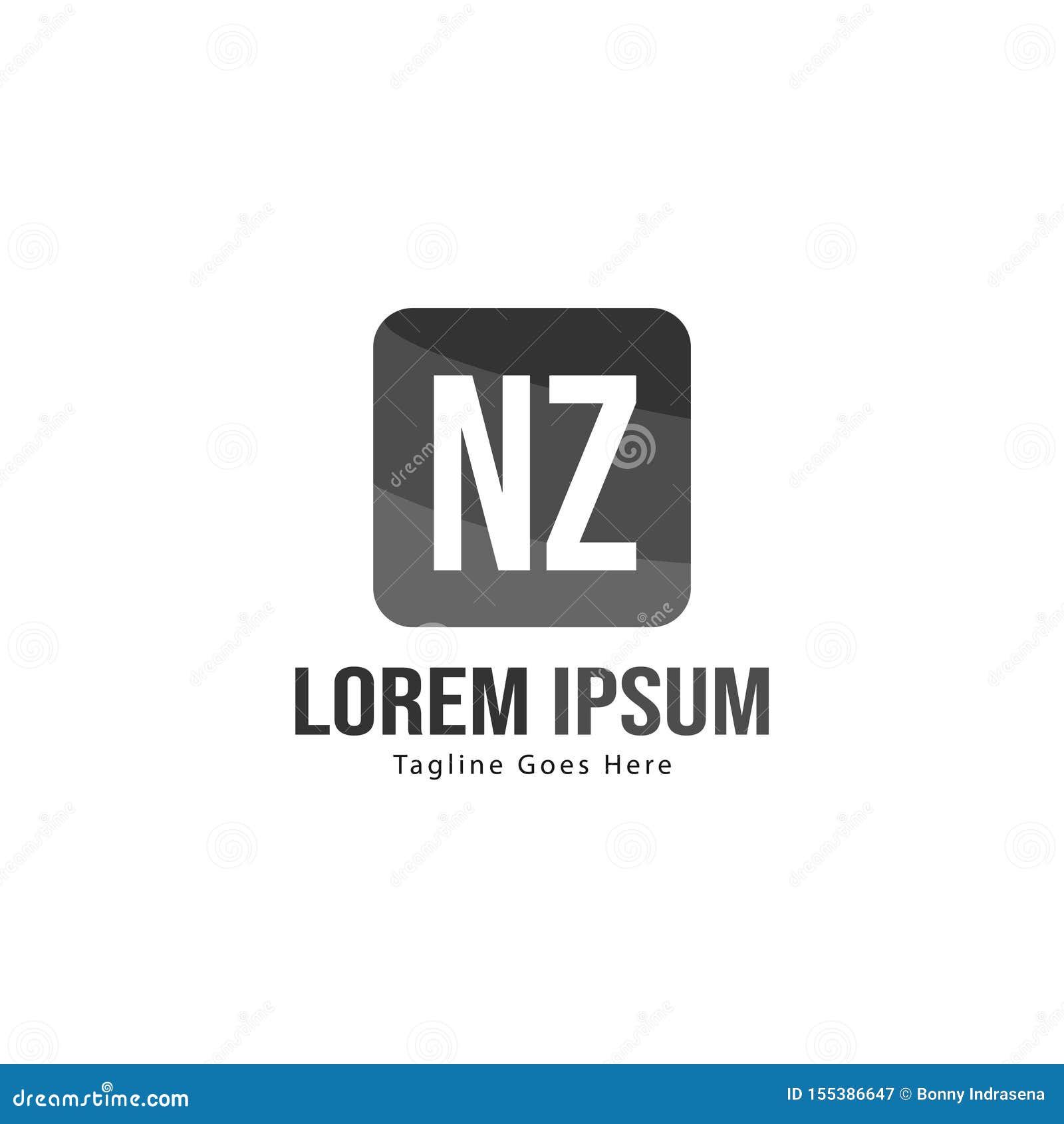 Initial NZ Logo Template with Modern Frame. Minimalist NZ Letter Logo ...