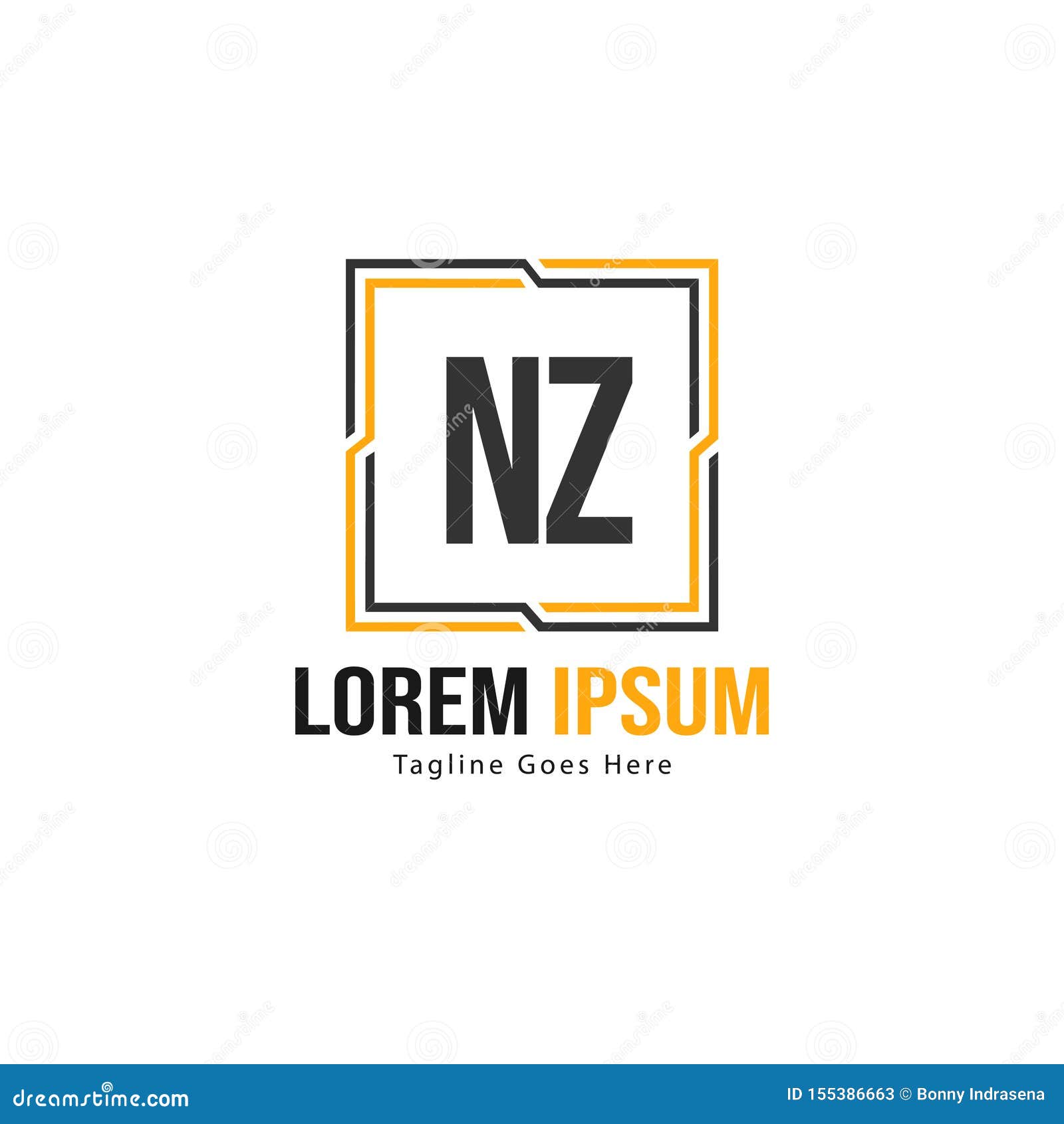 Initial NZ Logo Template with Modern Frame. Minimalist NZ Letter Logo ...