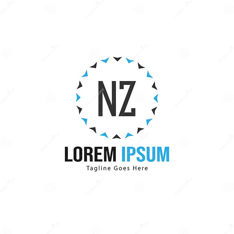 Initial NZ Logo Template with Modern Frame. Minimalist NZ Letter Logo ...