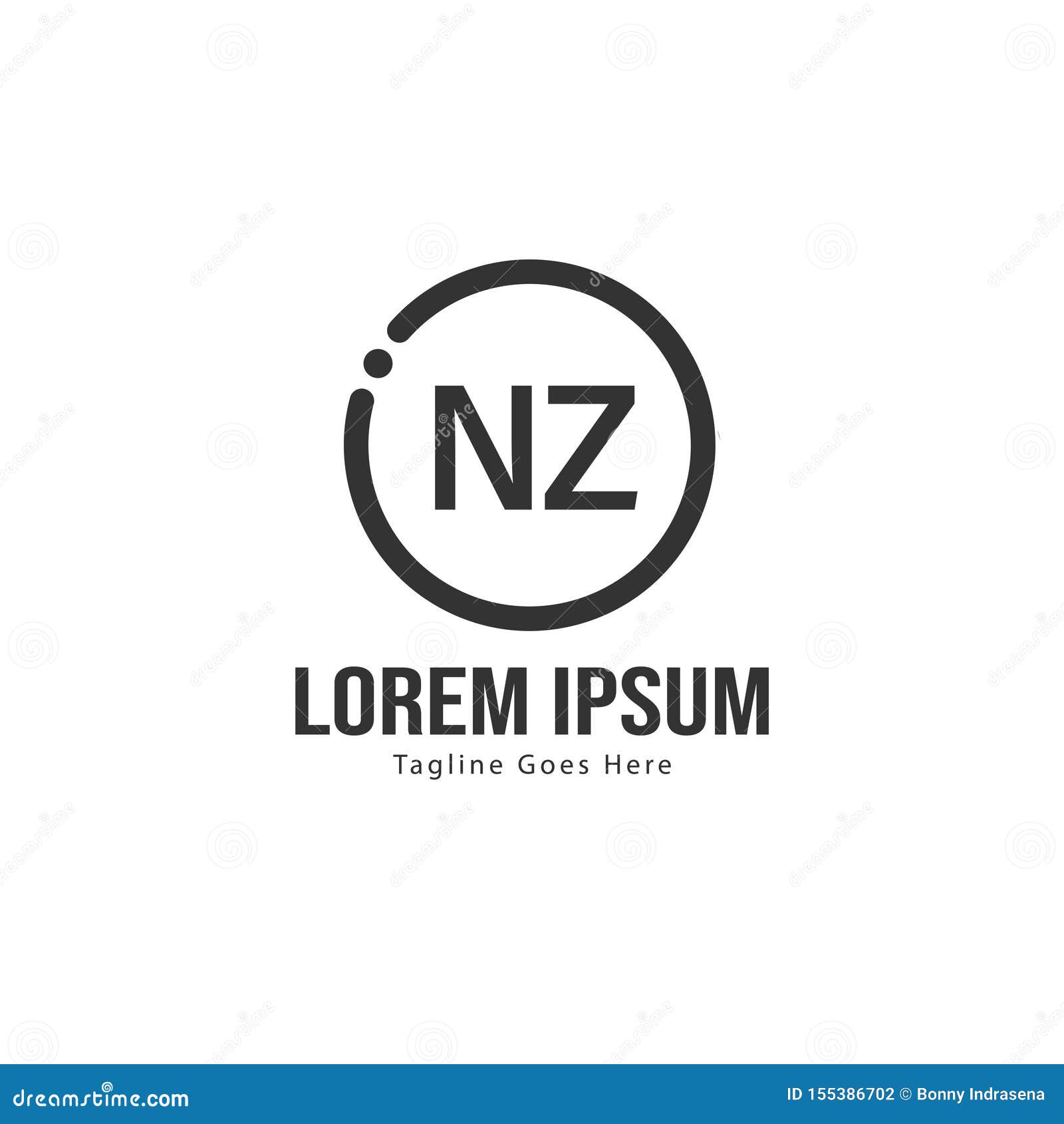 Initial NZ Logo Template with Modern Frame. Minimalist NZ Letter Logo ...