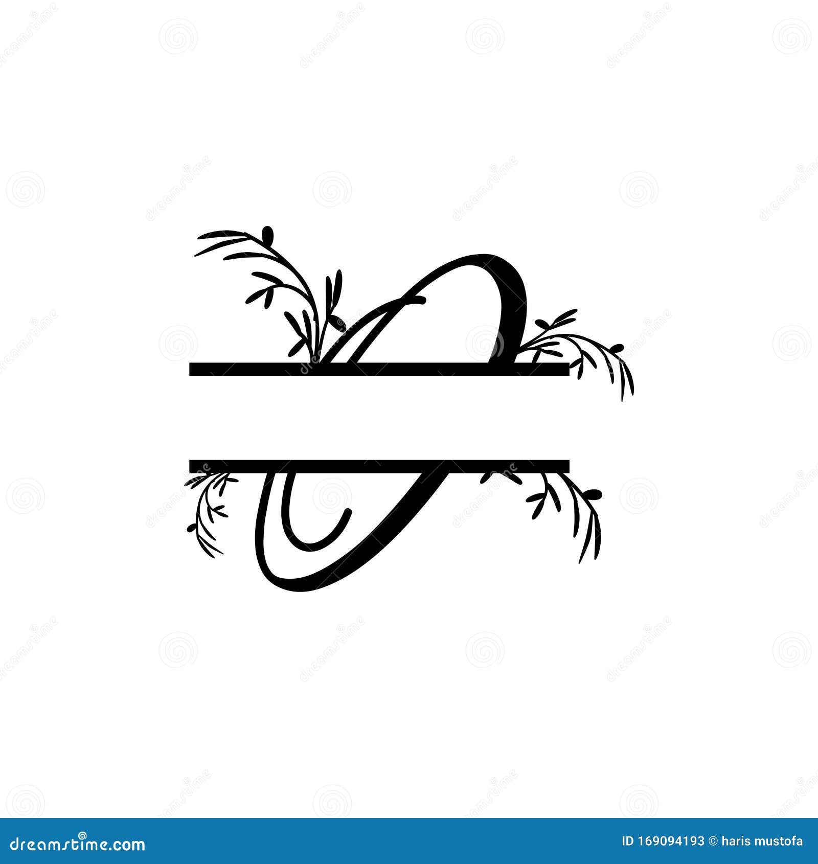 Initial O Decorative Plant Monogram Split Letter Vector Stock Vector ...