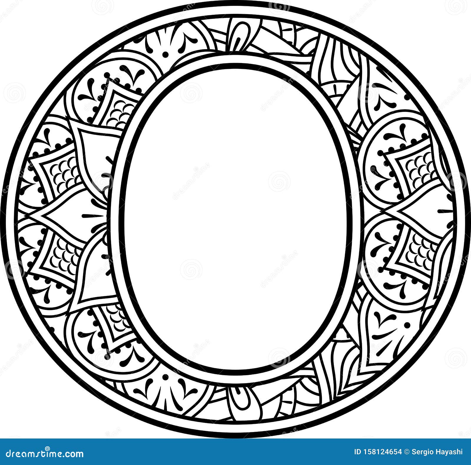 Initial O Doodle Mandala Art Coloring Therapy Stock Vector ...