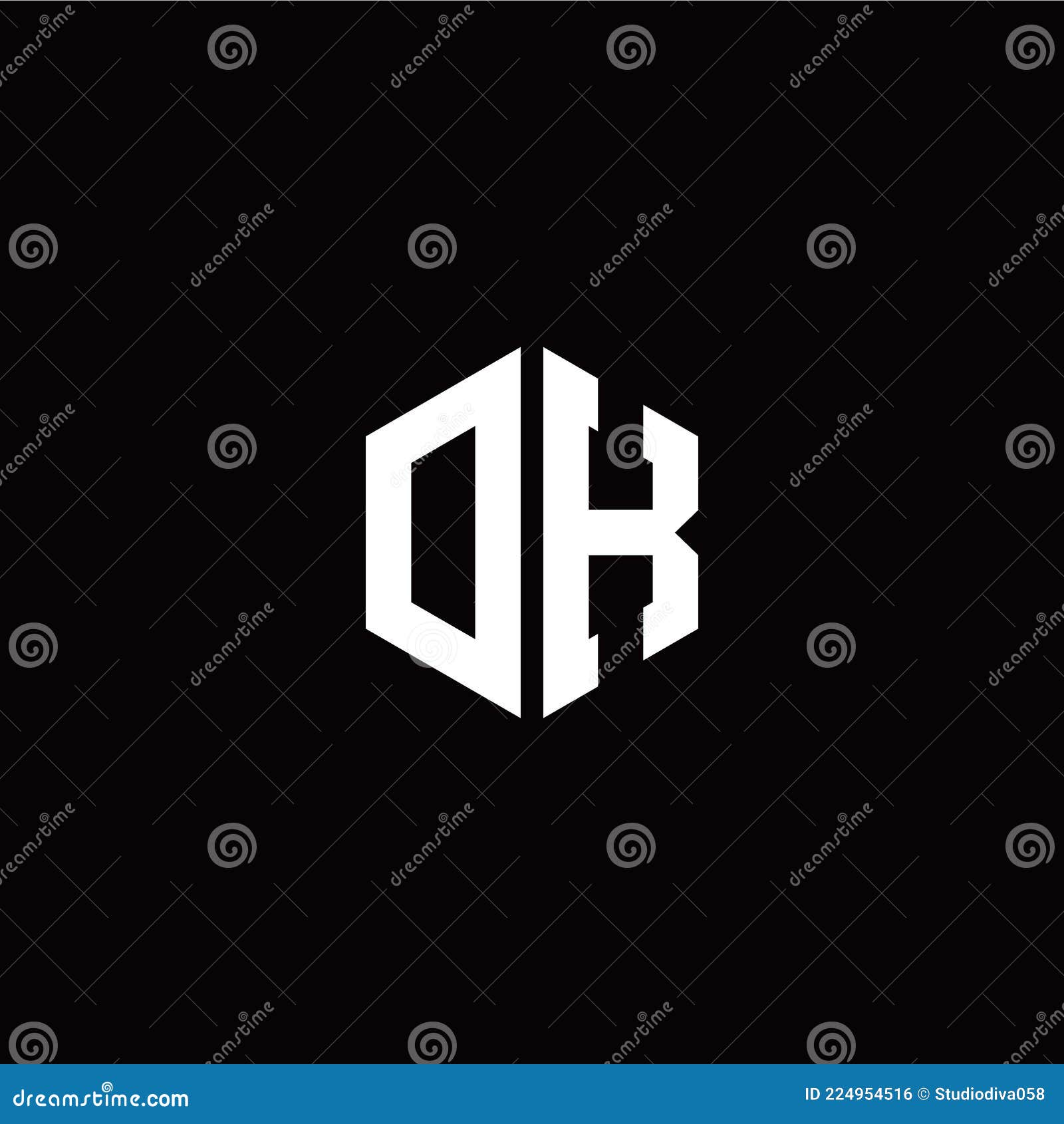 Initial O K Letter with Polygon Modern Style Logo Template Vector Stock ...