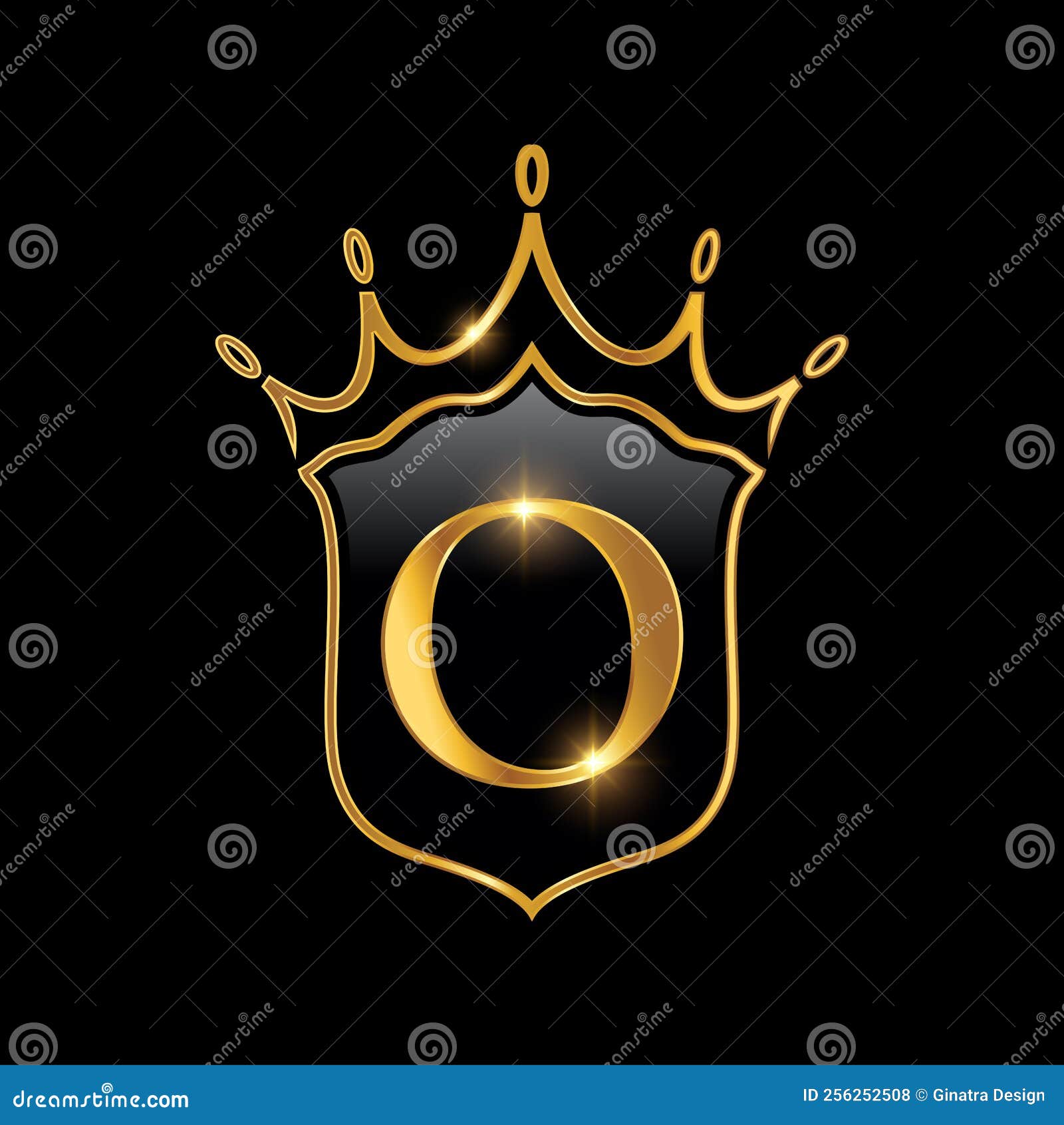 Initial O Monogram Alphabet with a Crown and Shield Stock Vector ...