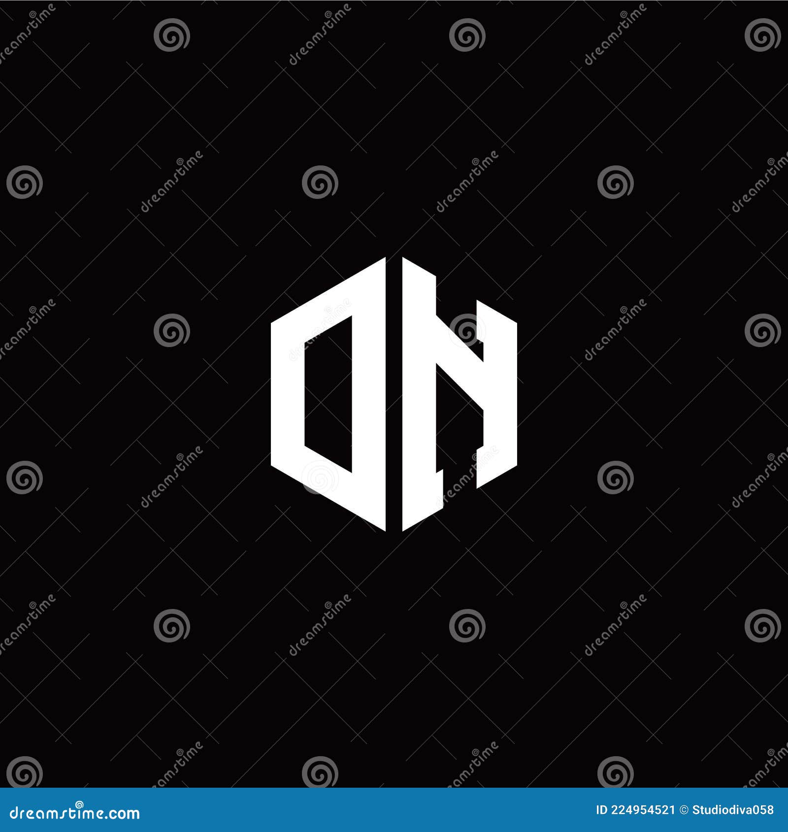 Initial O N Letter with Polygon Modern Style Logo Template Vector Stock ...