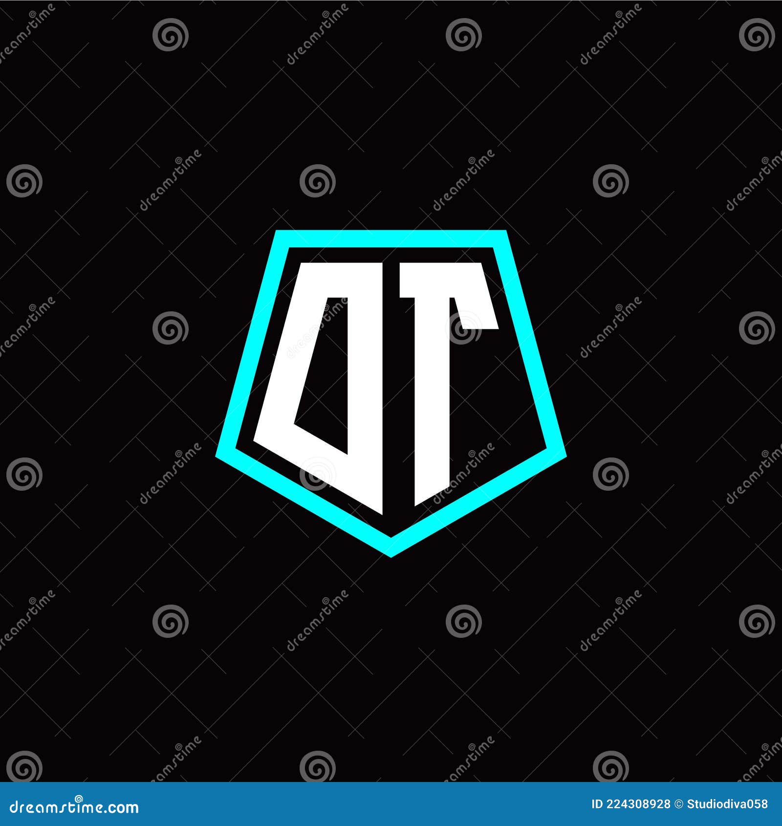 Initial O T Letter with Polygon Modern Style Logo Template Vector Stock ...