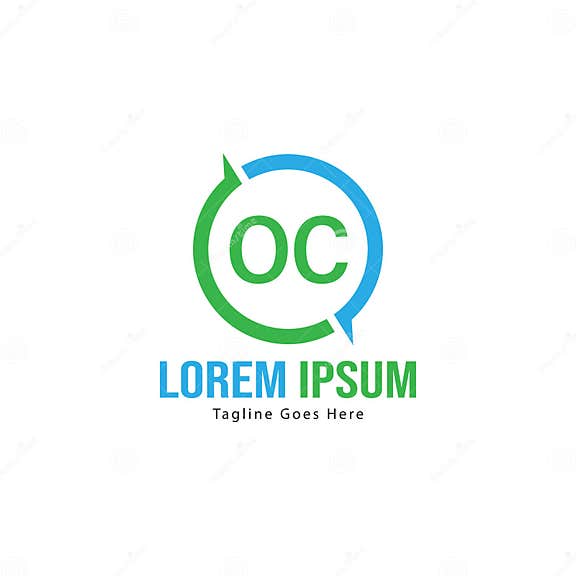 Initial OC Logo Template with Modern Frame. Minimalist OC Letter Logo ...