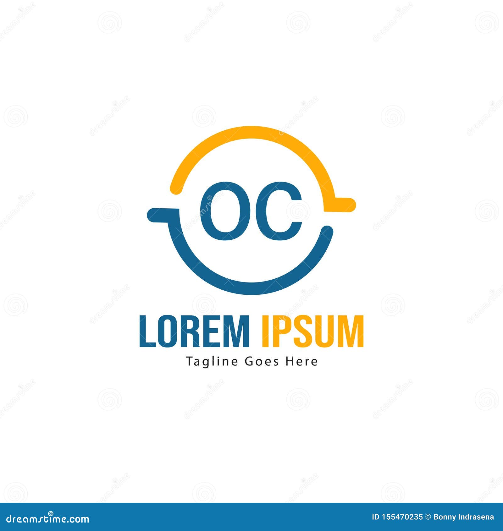 Initial OC Logo Template with Modern Frame. Minimalist OC Letter Logo ...