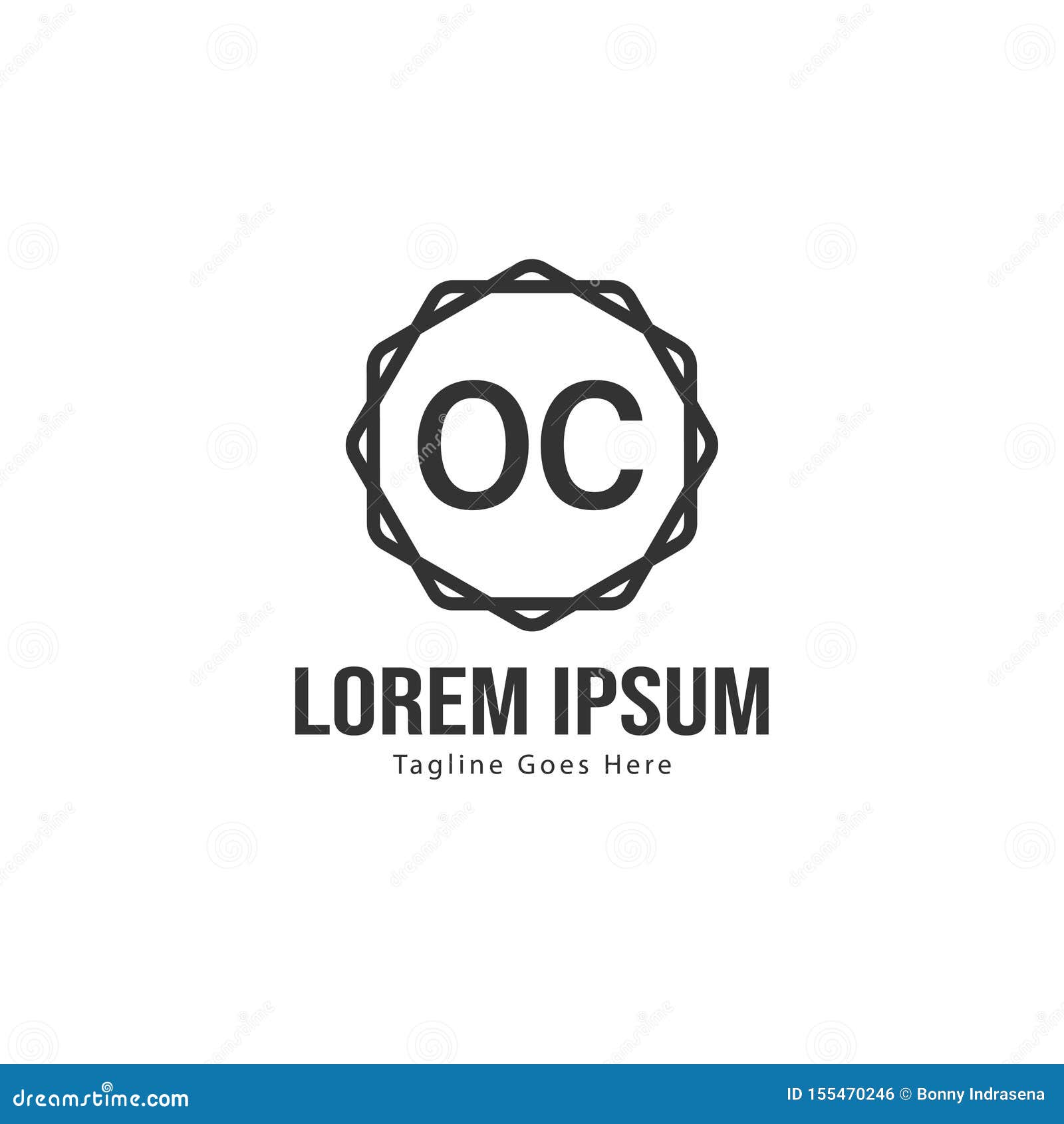 Initial OC Logo Template with Modern Frame. Minimalist OC Letter Logo ...
