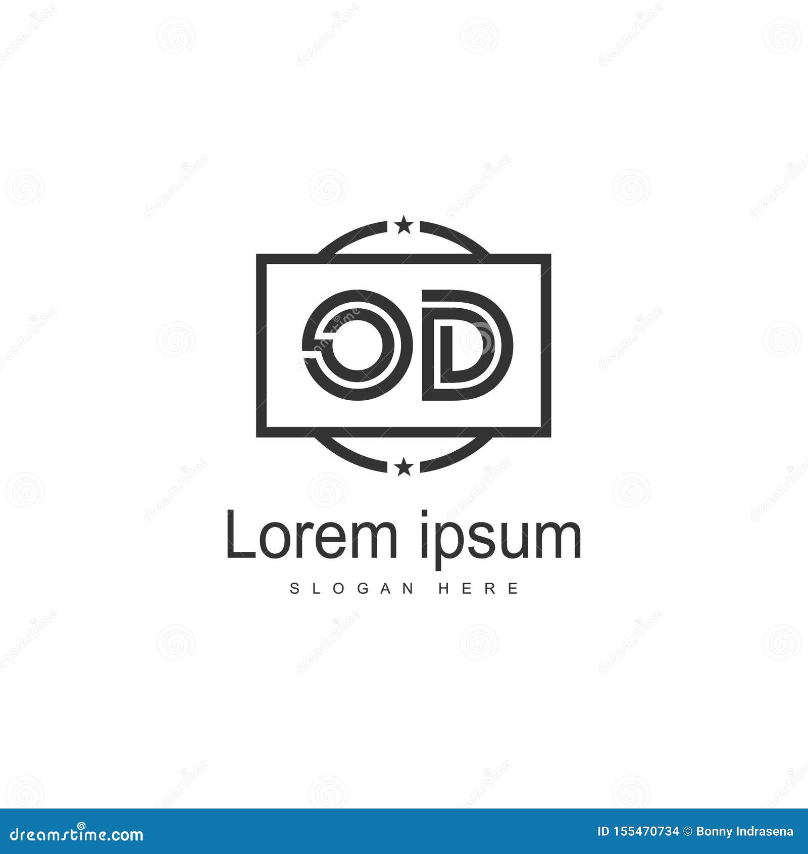 Initial OD Logo Template with Modern Frame. Minimalist OD Letter Logo ...