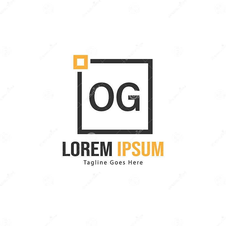 Initial OG Logo Template with Modern Frame. Minimalist OG Letter Logo ...