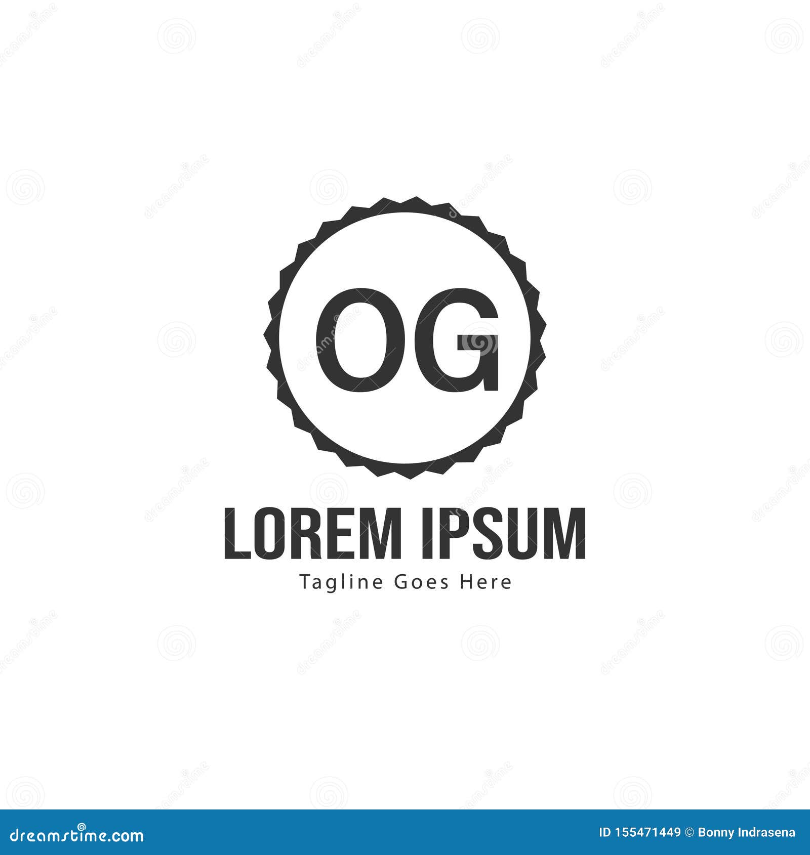Initial OG Logo Template with Modern Frame. Minimalist OG Letter Logo ...