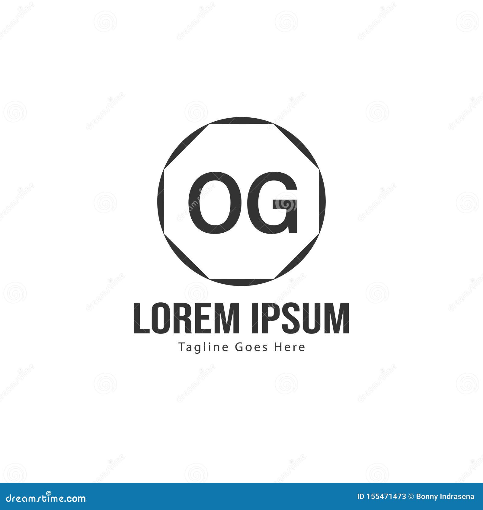 Initial OG Logo Template with Modern Frame. Minimalist OG Letter Logo ...