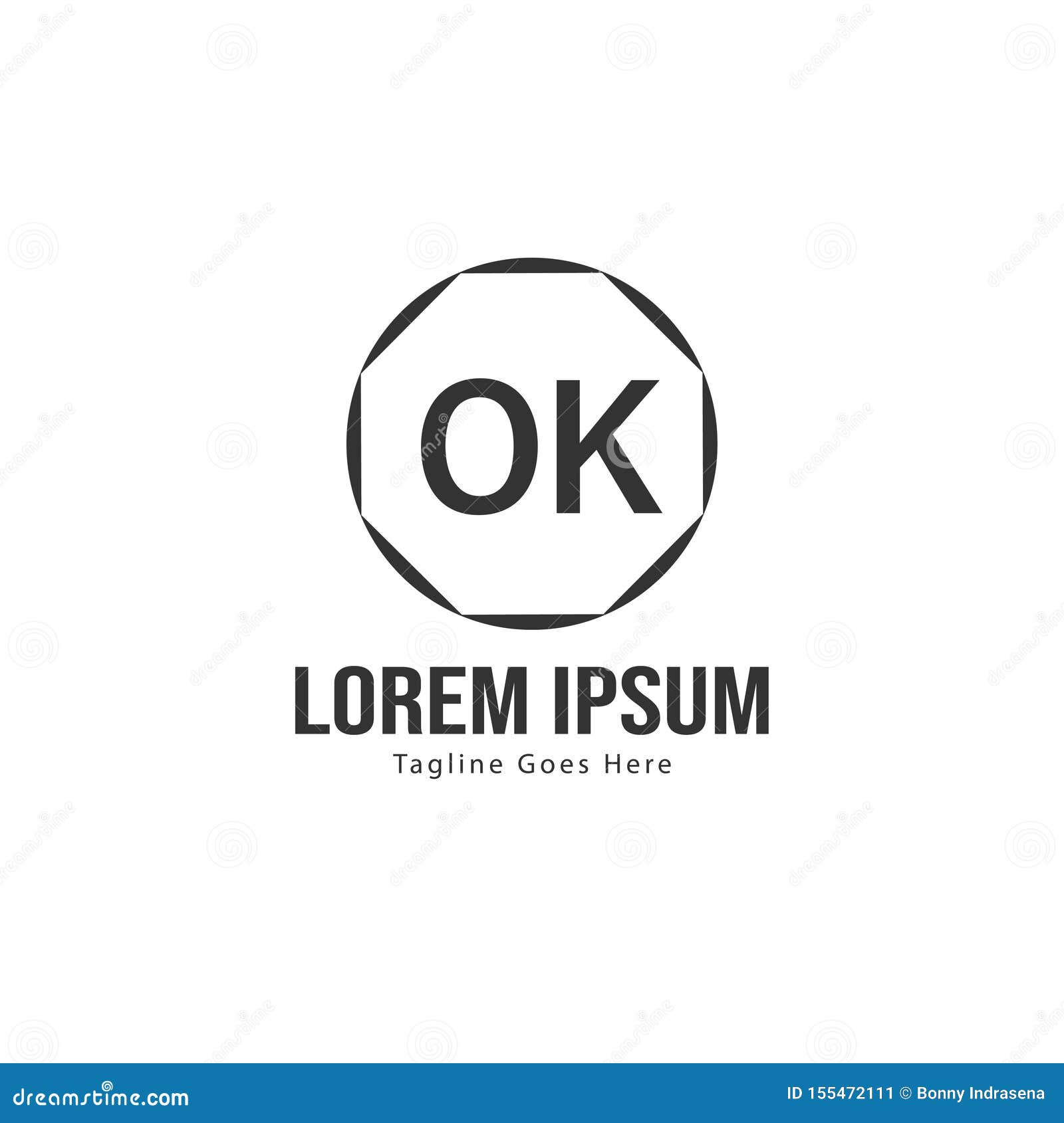 Initial OK Logo Template with Modern Frame. Minimalist OK Letter Logo ...