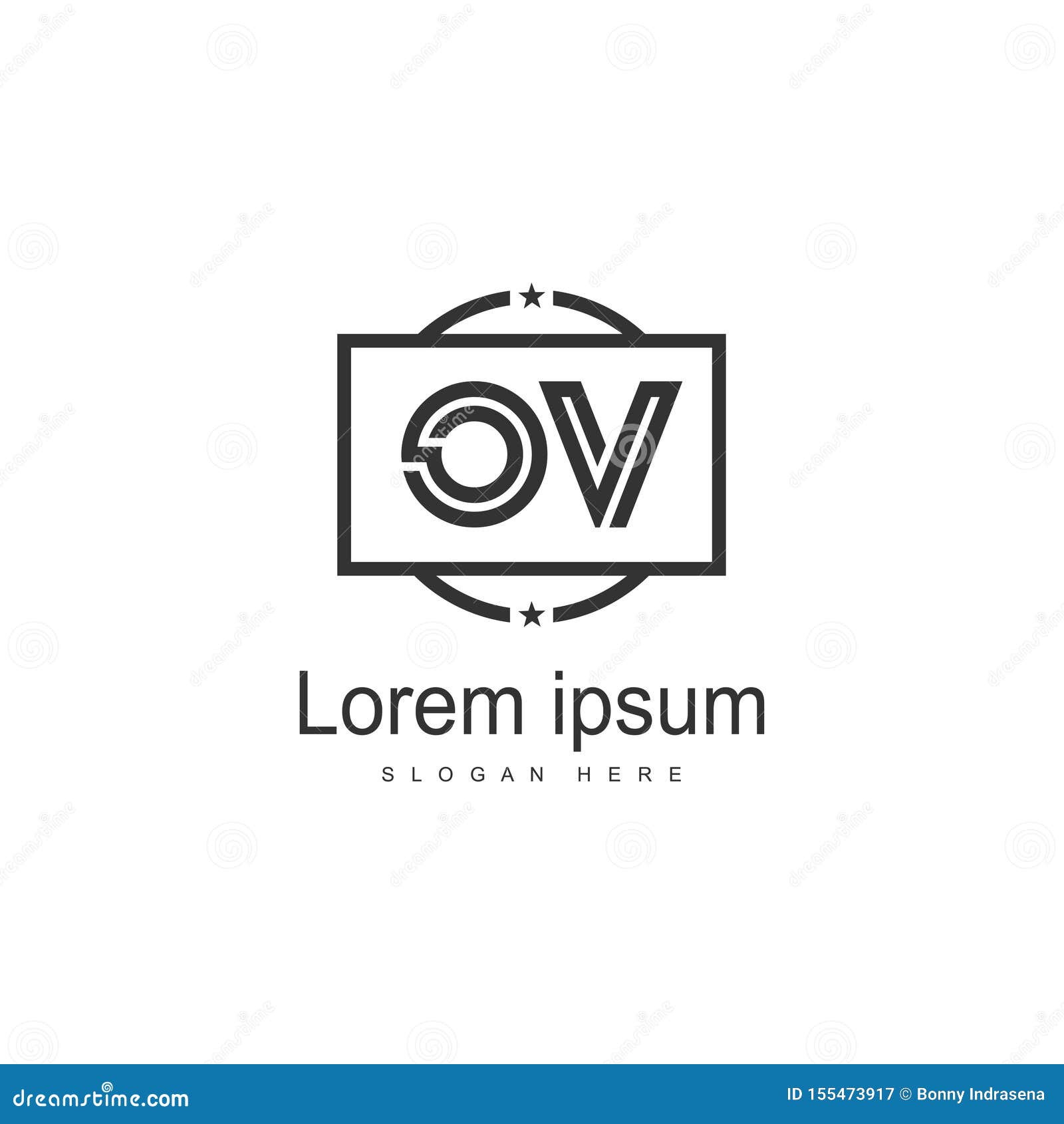 Initial OV Logo Template with Modern Frame. Minimalist OV Letter Logo ...