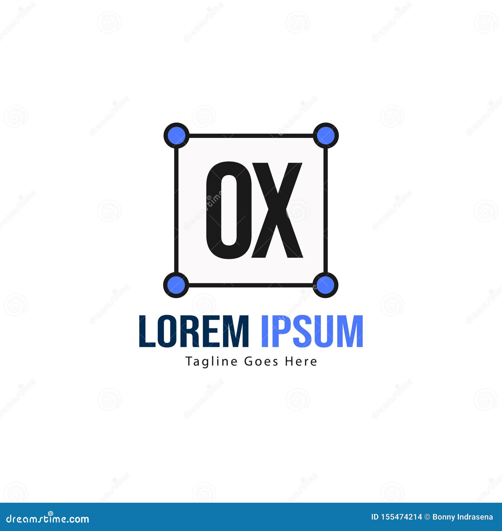 Initial OX Logo Template with Modern Frame. Minimalist OX Letter Logo ...