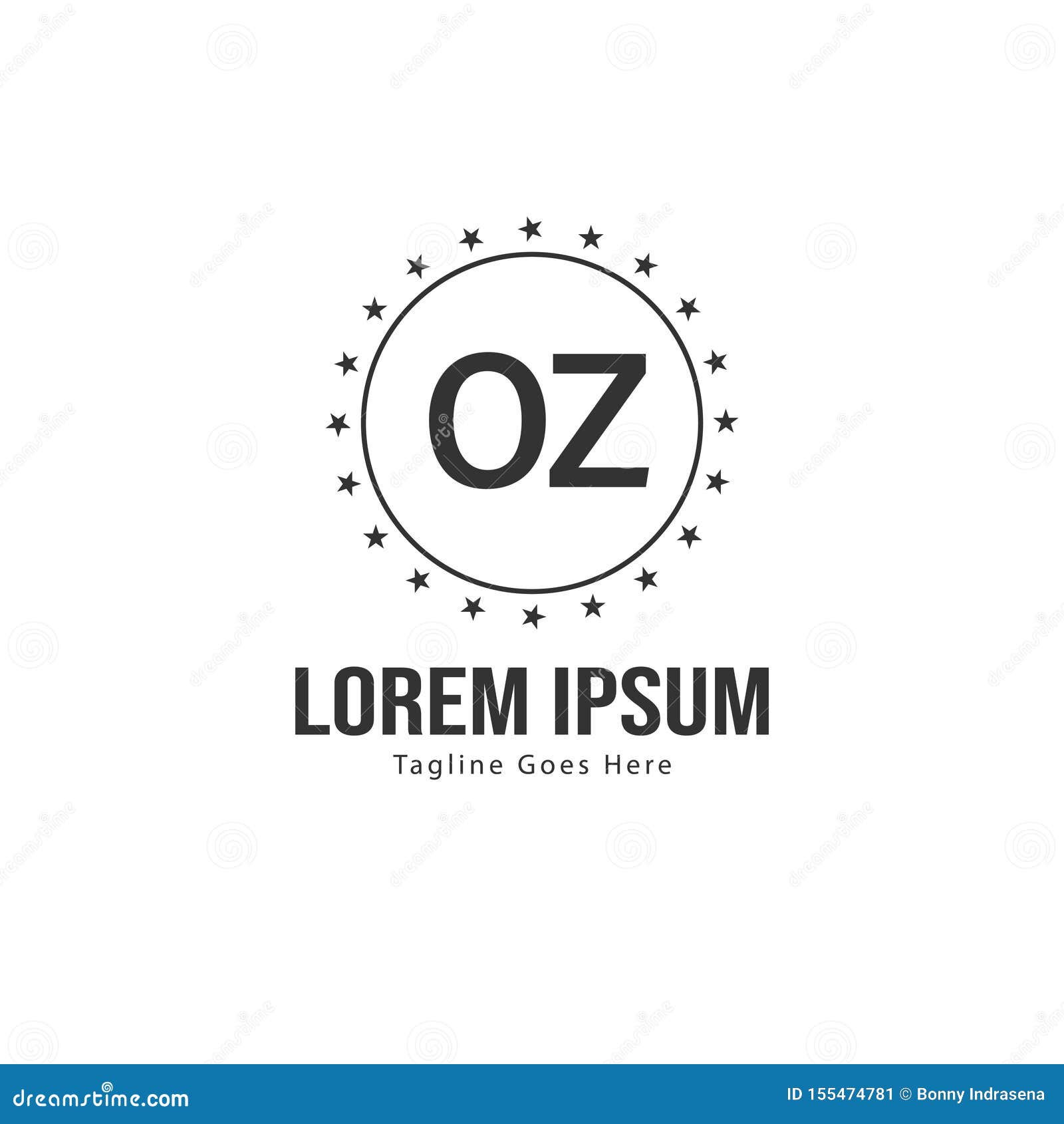 Initial OZ Logo Template with Modern Frame. Minimalist OZ Letter Logo ...