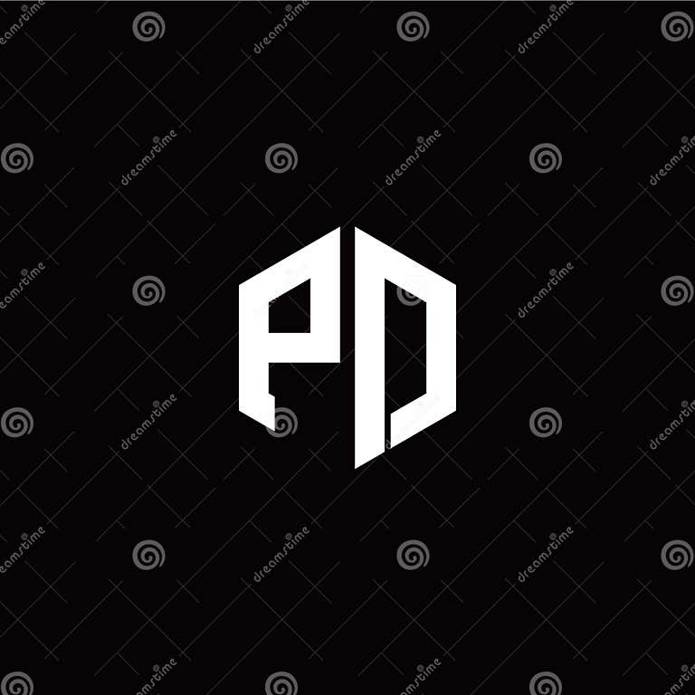 Initial P D Letter with Polygon Modern Style Logo Template Vector Stock ...